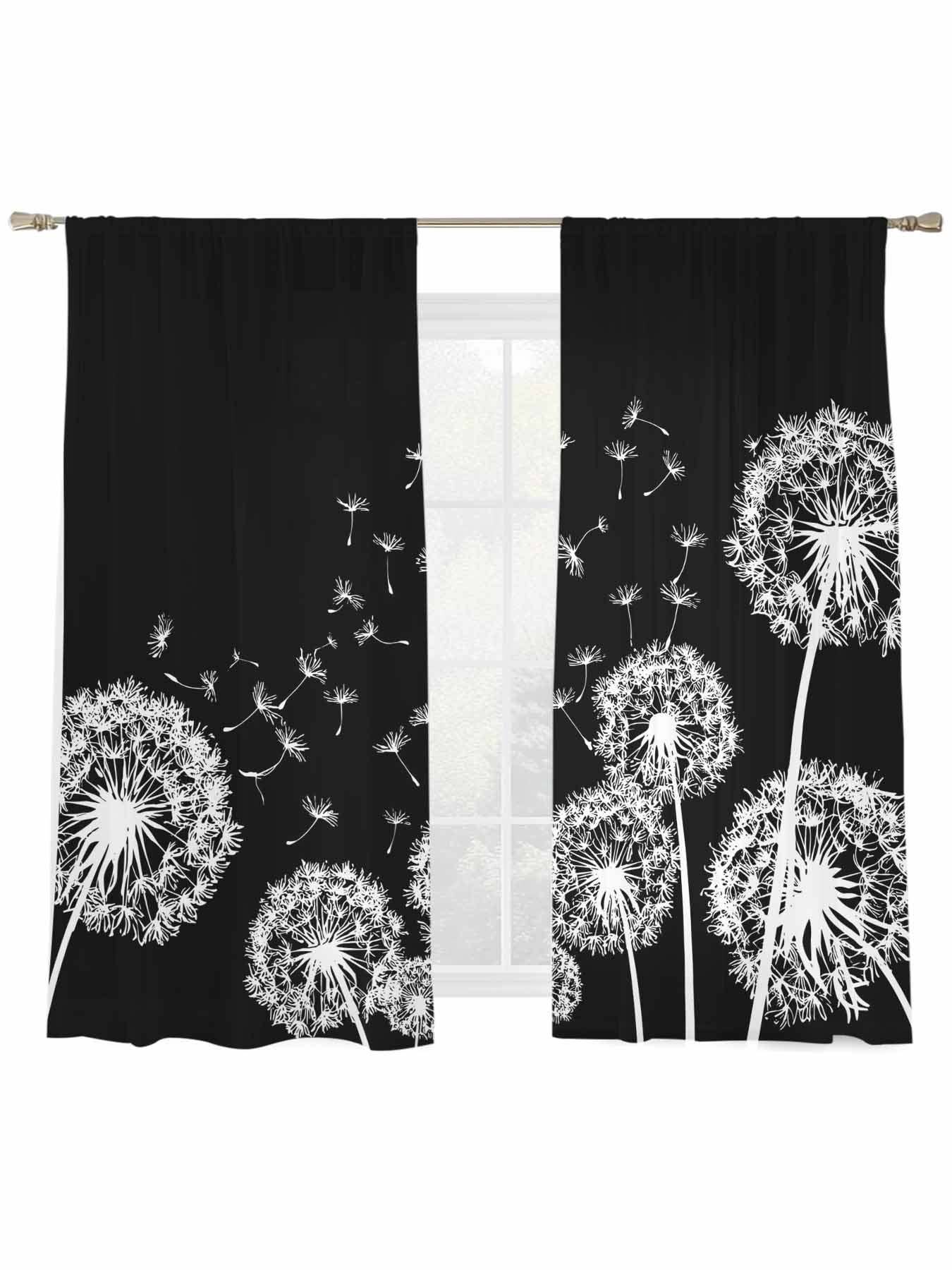 Dandelion Plants Sheer Curtains 2 Panels Set Vintage White Dandelions ...