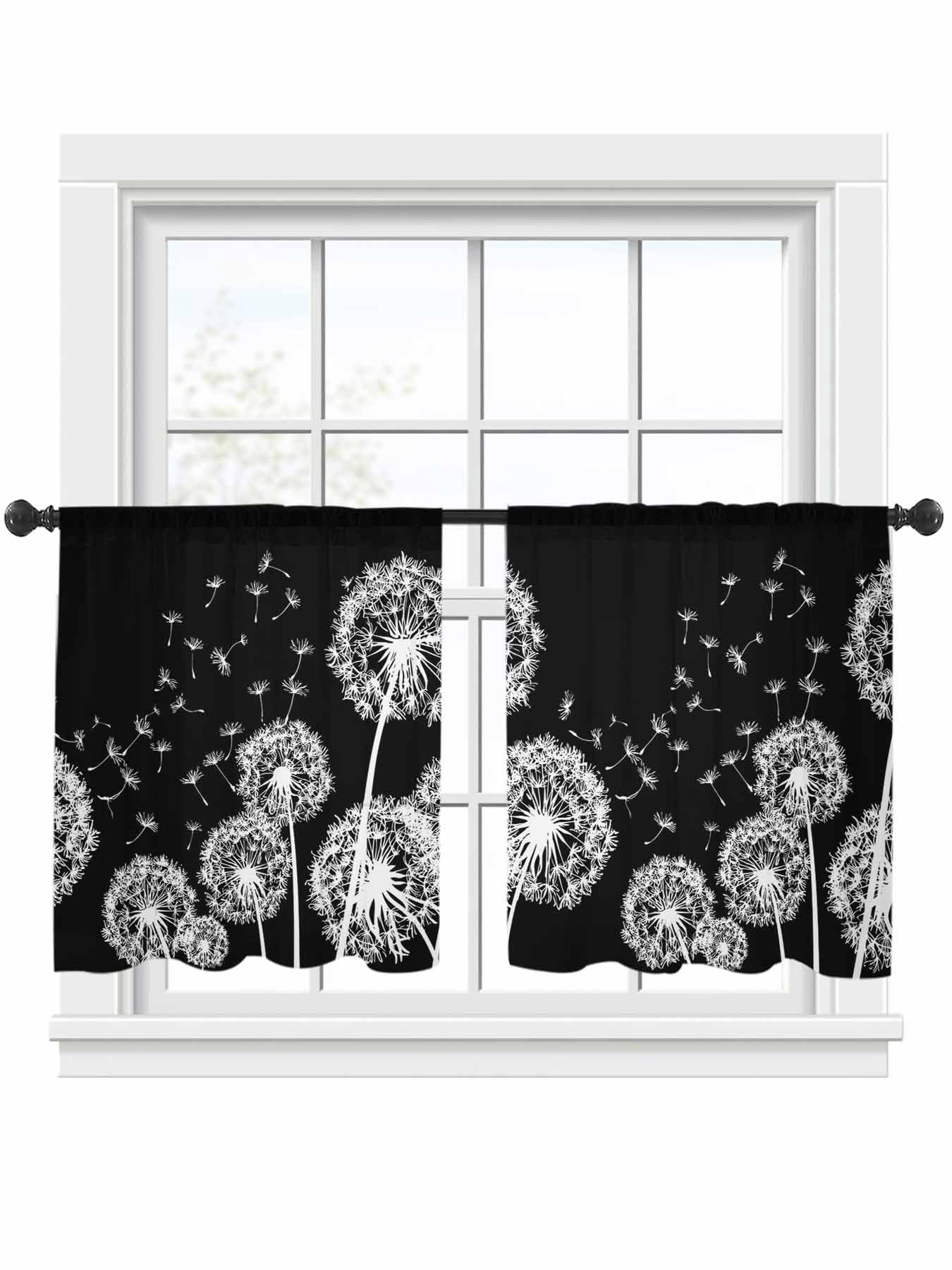 Dandelion Plants Sheer Curtains 2 Panels Set Vintage White Dandelions ...