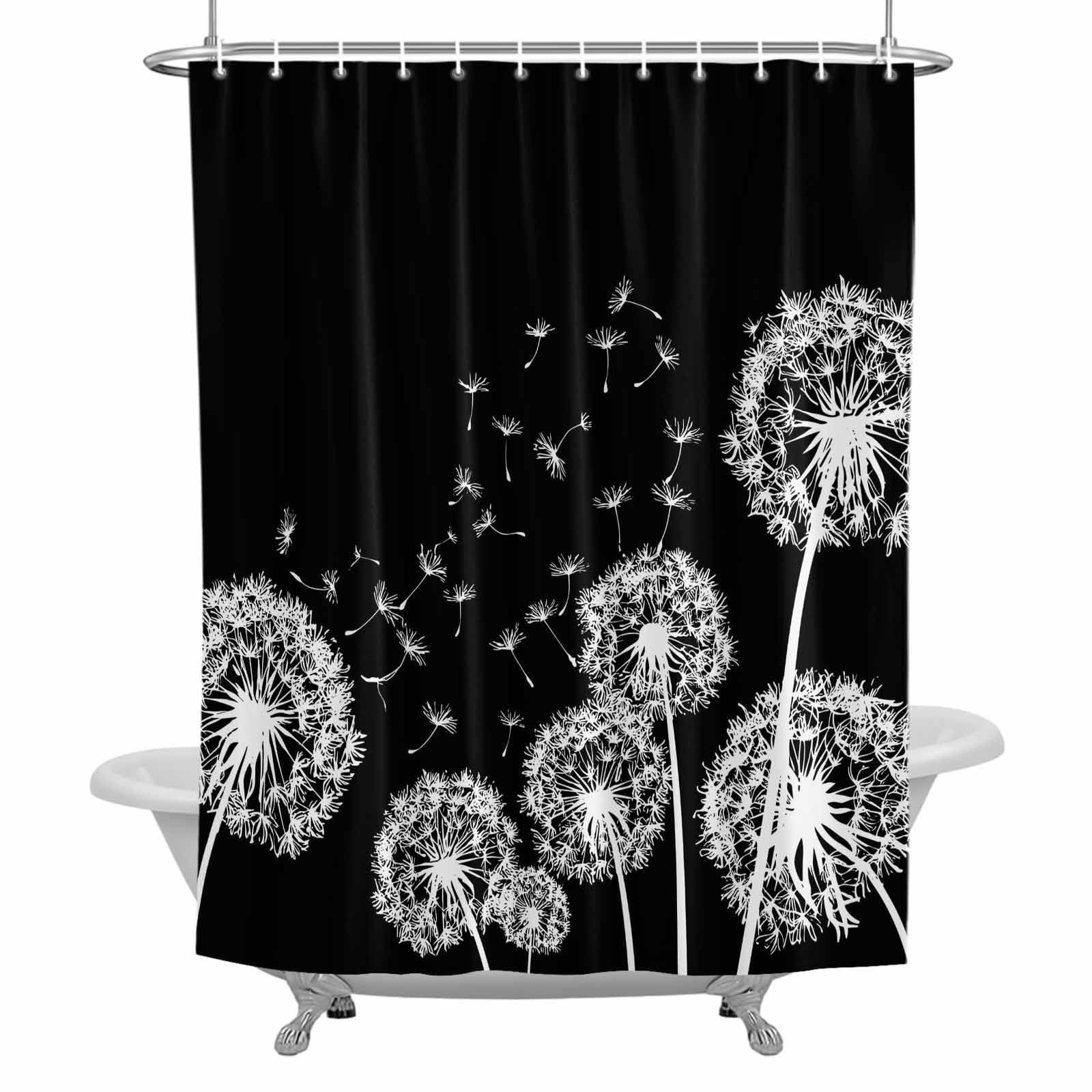 Dandelion Plants Shower Curtain for Bathroom, Vintage White Dandelions ...
