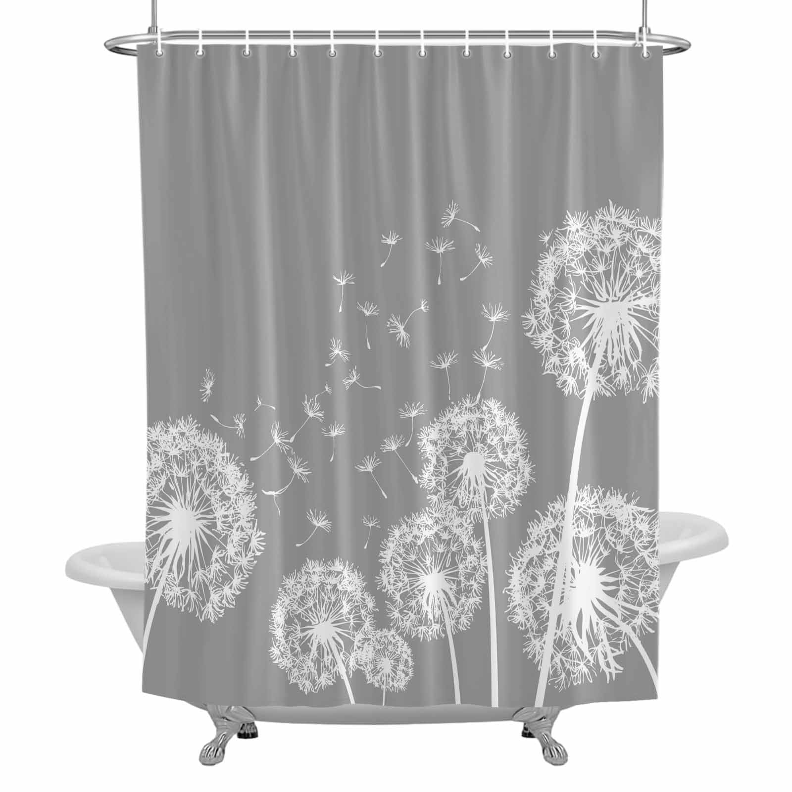 Dandelion Plants Shower Curtain for Bathroom, Vintage White Dandelions ...
