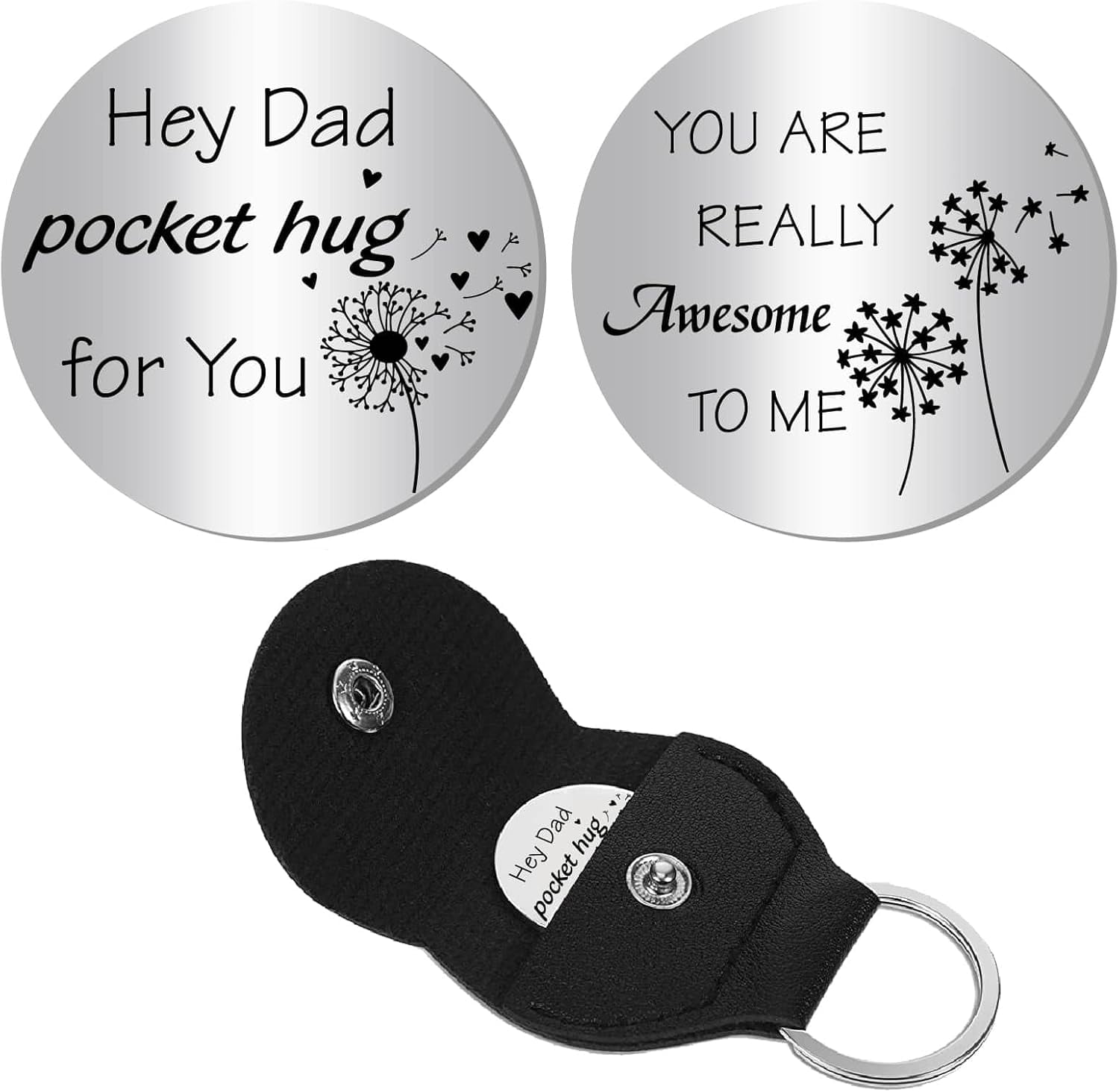 Dandelion Pocket Hug Token Long Distance Keepsake Stainless Steel Token ...