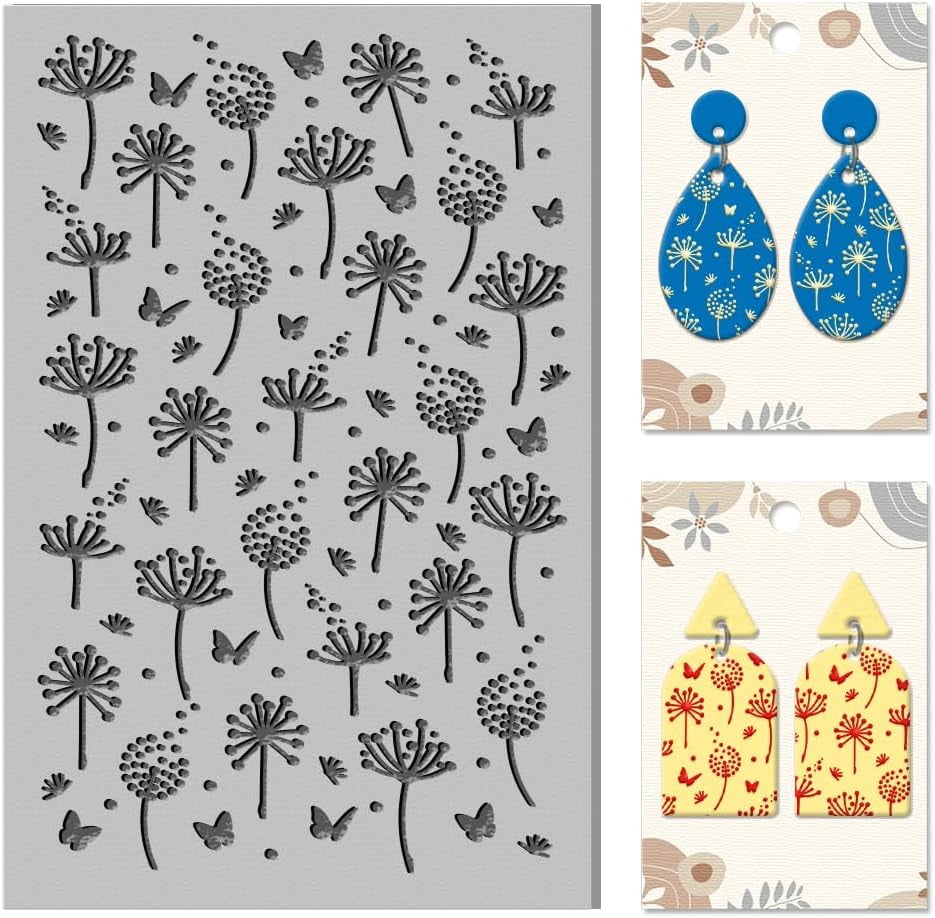 Dandelion Polymer Clay Texture Sheets Clay Texture Butterfly Rubber ...