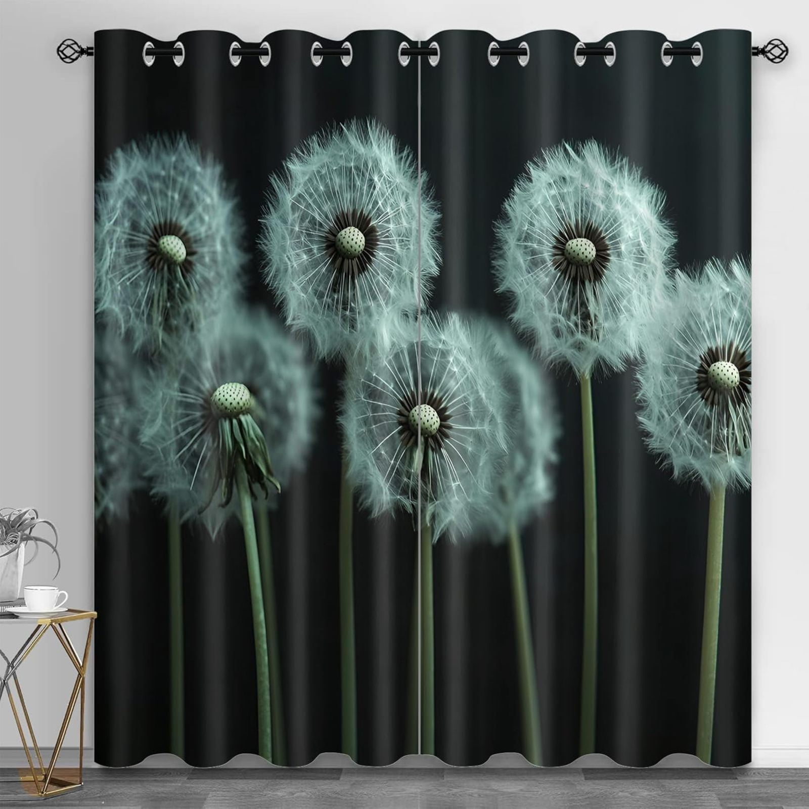 Dandelion Print 3D Print Window Curtain Panel, Simple Plants Blackout ...