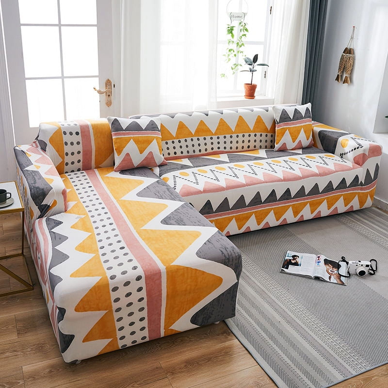 Dandelion Printing Elastic Sofa Cover for Living Room Spandex L Shaped ...
