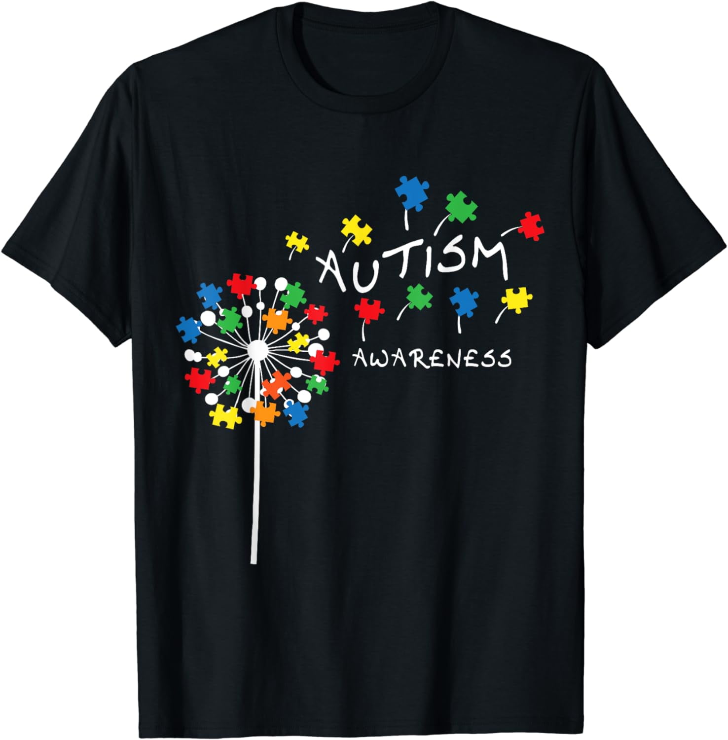 Dandelion Puzzle Piece Cool Autism Awareness Gift Cotton T-Shirt ...