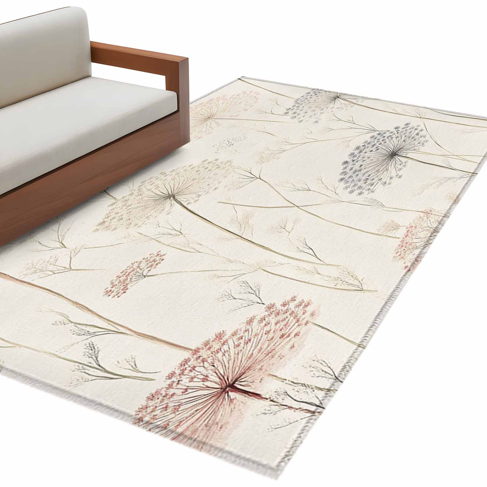 Dandelion Retro Leaves Large Area Rugs for Bedroom Living Room, Soft ...