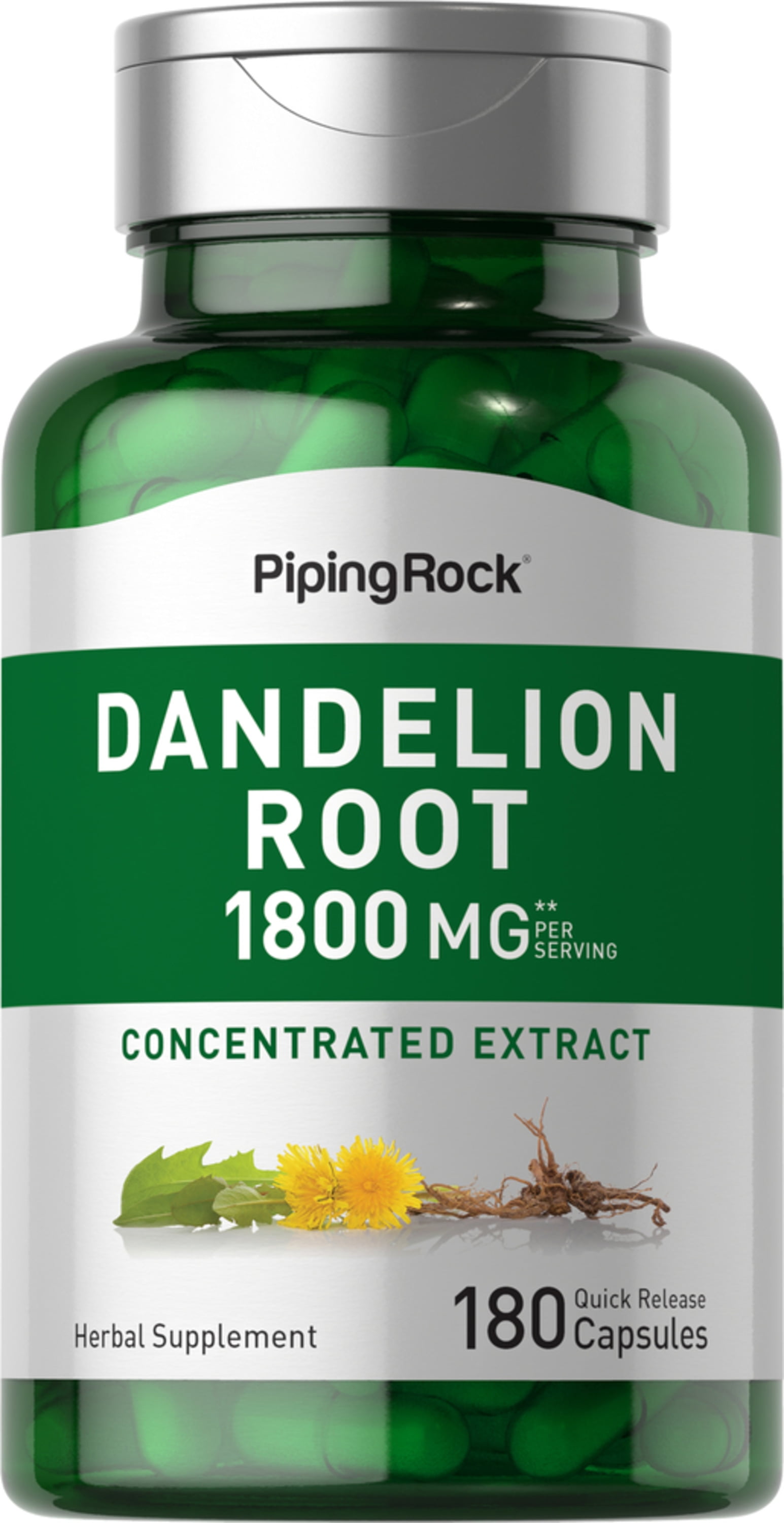 Organic Dandelion Root Supplement, 1800mg, 180 Capsules by Piping Rock ...