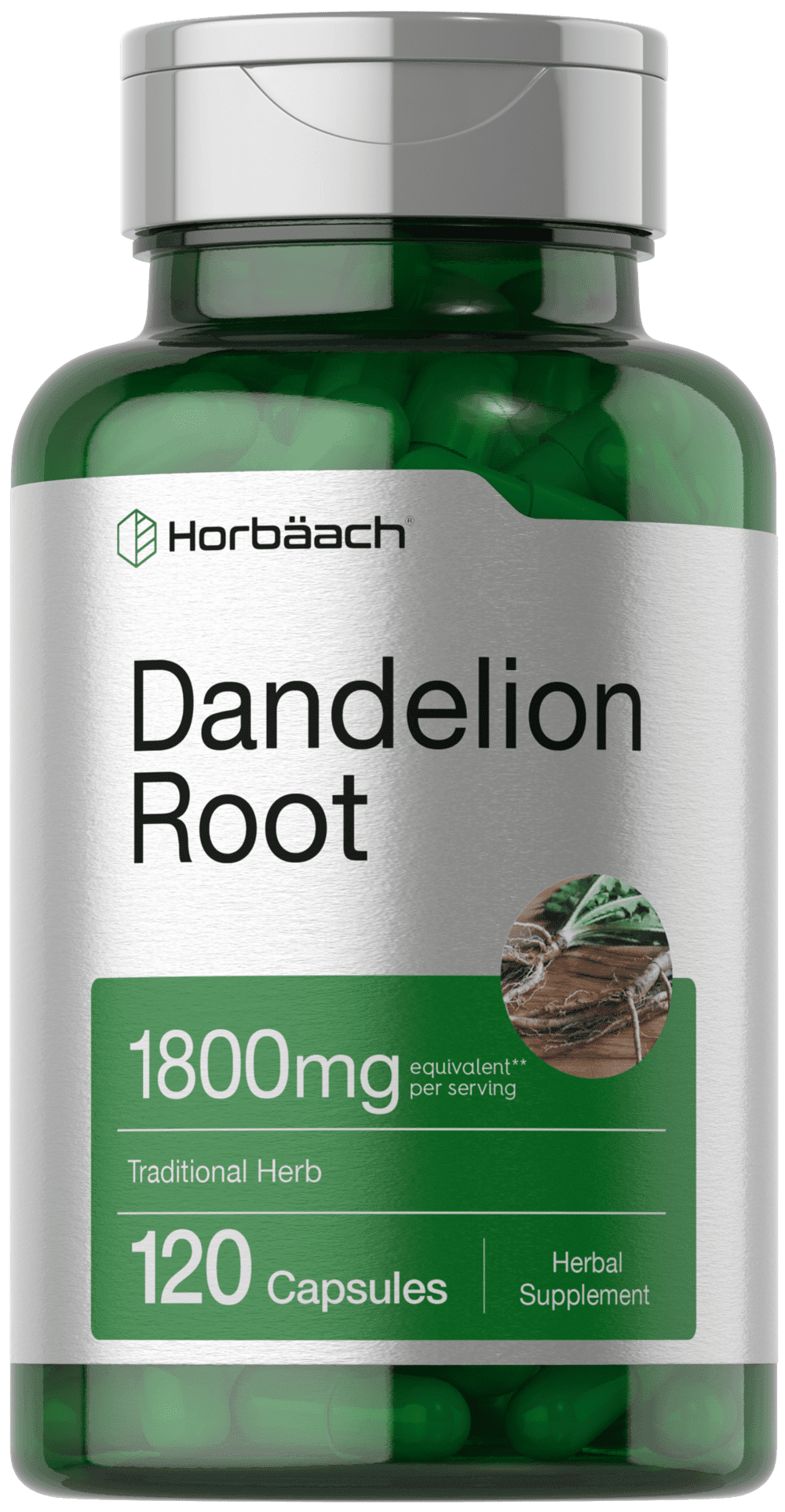 Horbaach Dandelion Root Supplement, 1800mg per Serving, 120 Capsules ...
