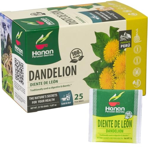 Dandelion Root Tea 25 Herbal Teabags - Support Kidney Function, Liver ...