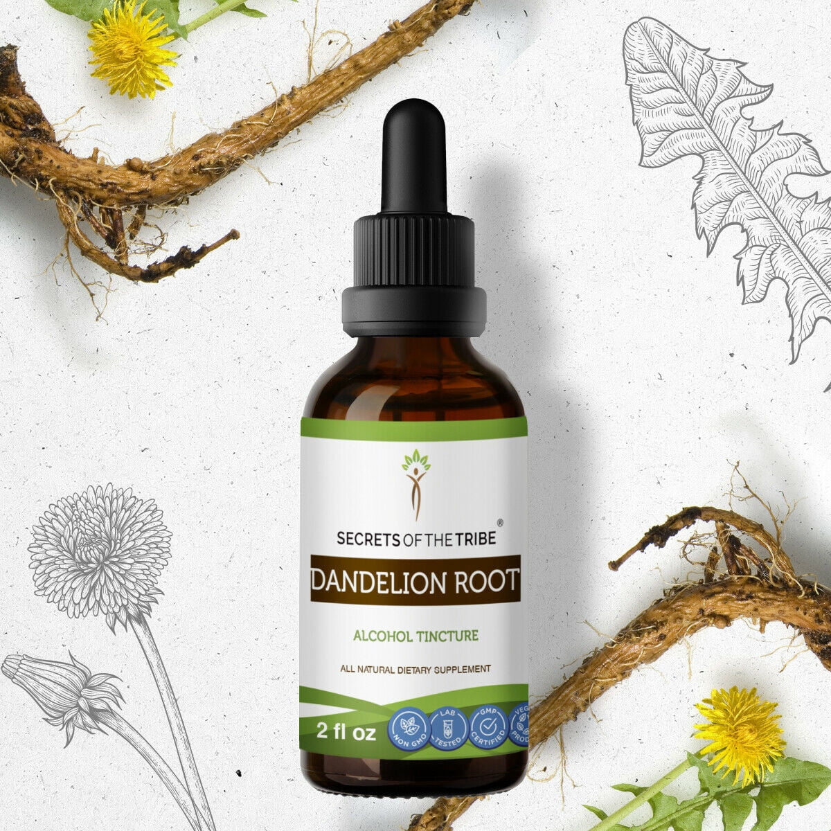 Dandelion Root Tincture Alcohol Extract, Organic Dandelion (Taraxacum ...