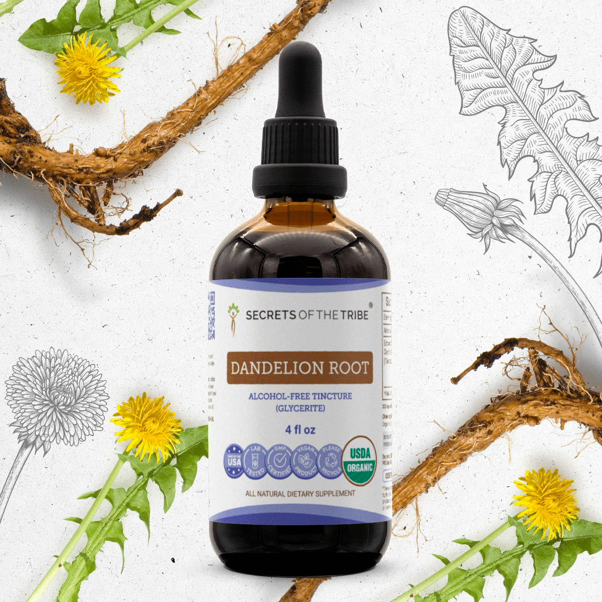 Secrets Of The Tribe Dandelion Root Organic Dietary Supplement, Natural ...