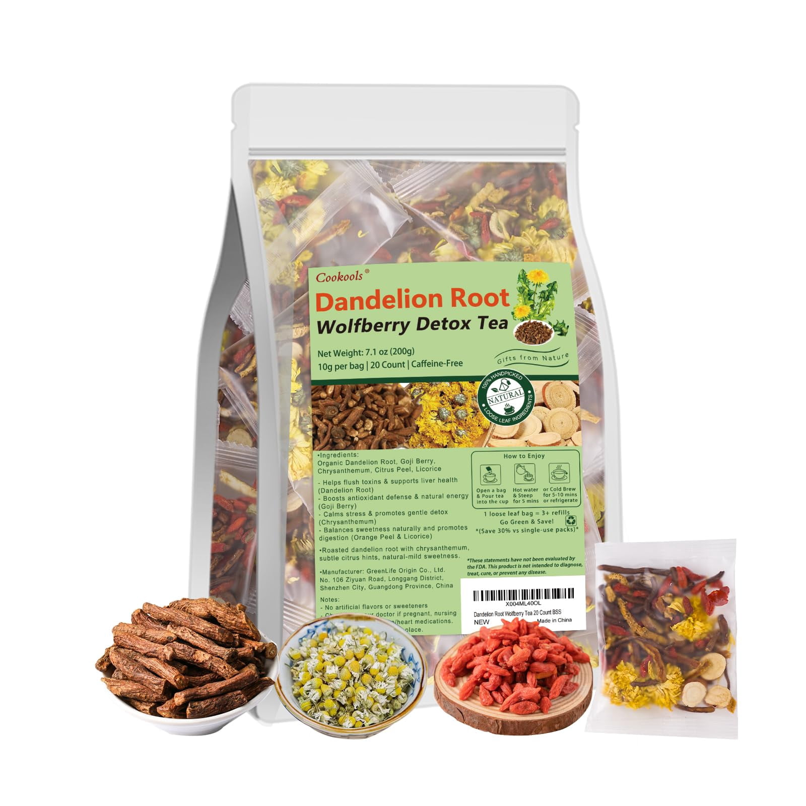 Dandelion Root Wolfberry TWE5 Tea for Liver & Kidney Health Liver ...