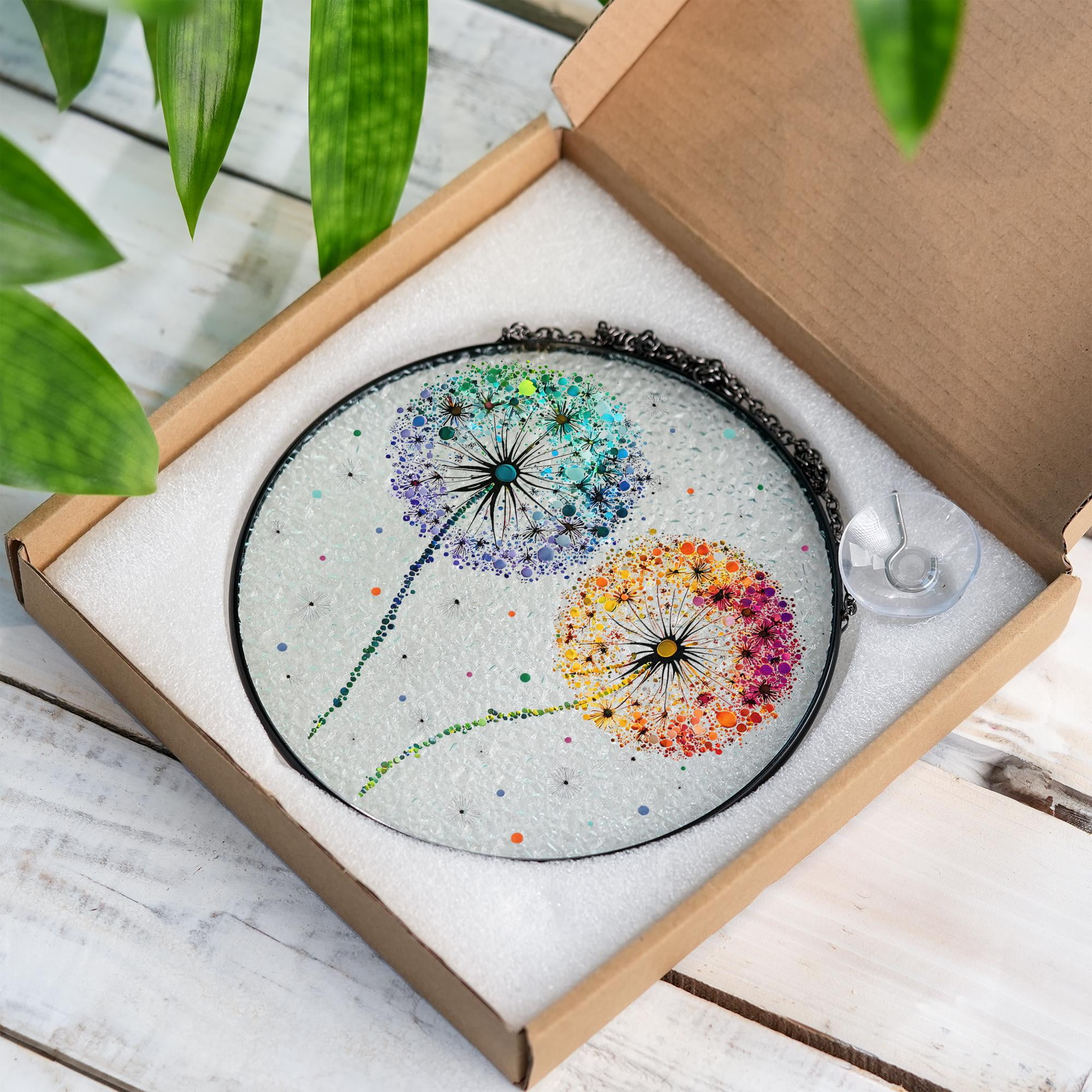 Dandelion Stained Glass Suncatcher, Flower Window Art for Nature Lovers ...
