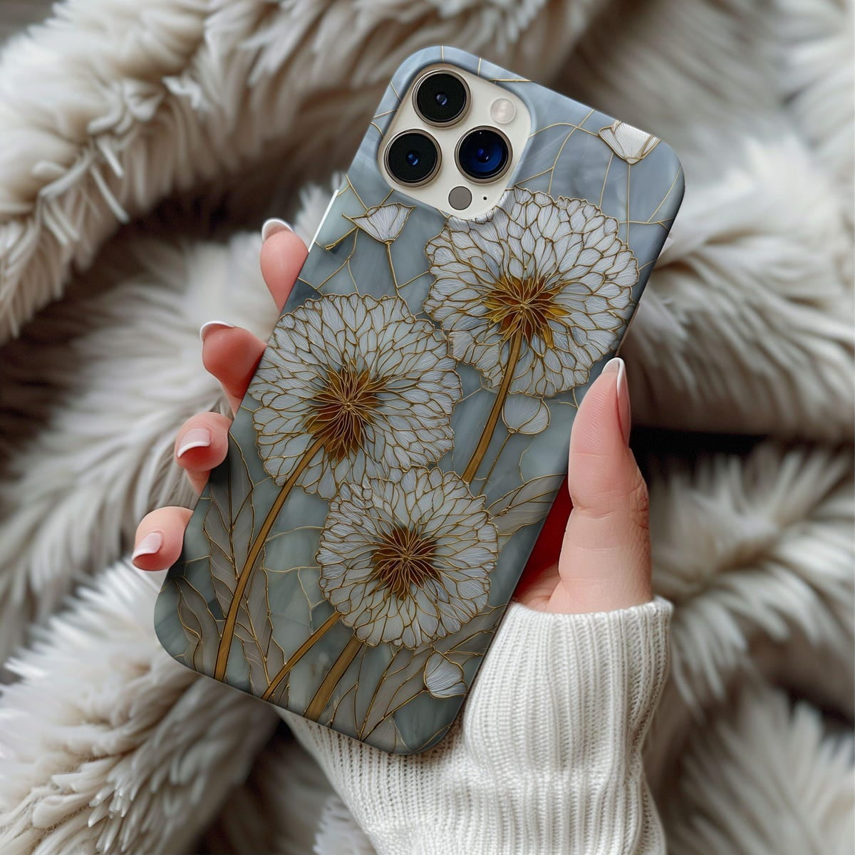 Dandelion Stained Glass Wildflower Mosaic Phone Case 17 16 15 14 13 12 ...