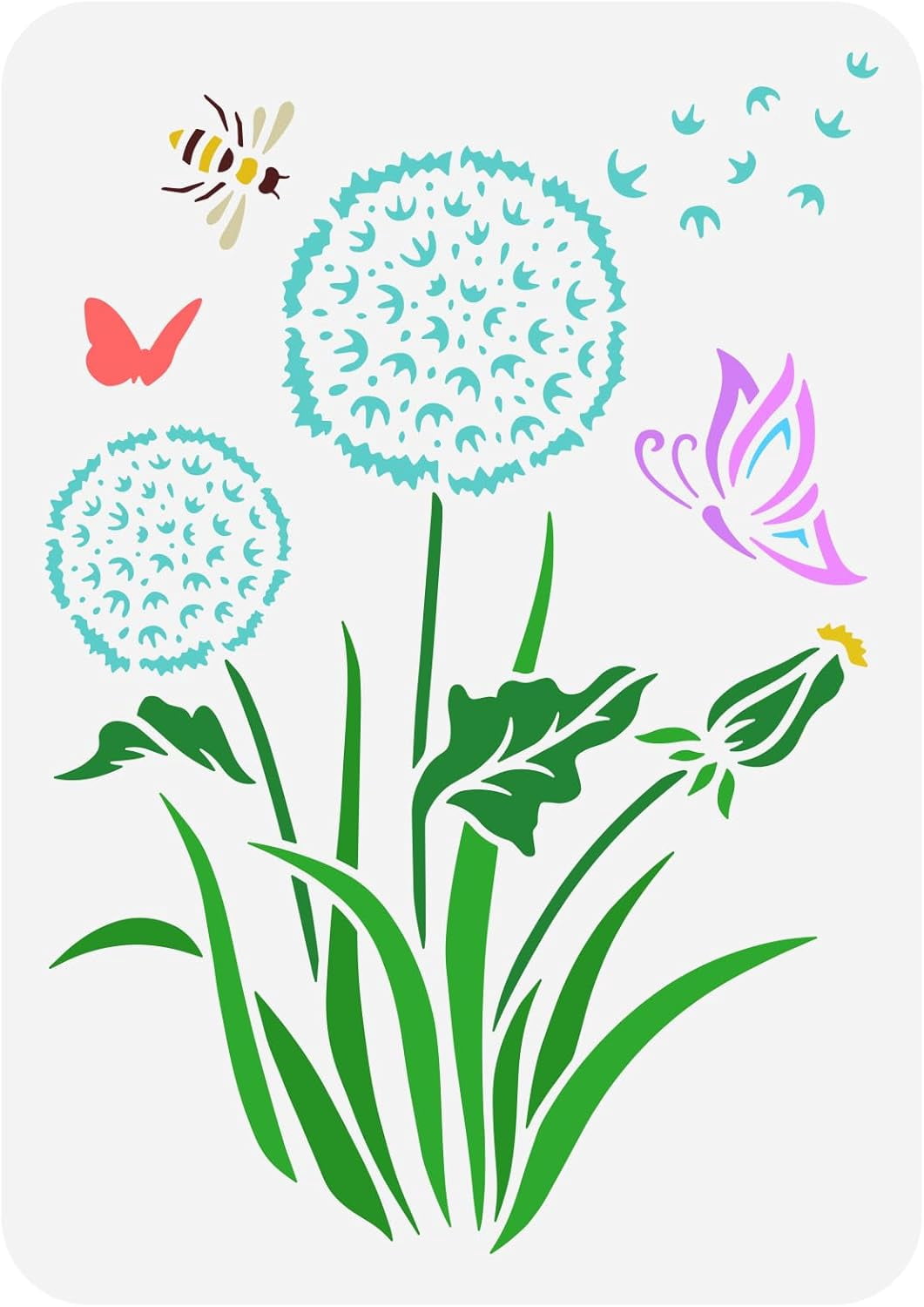 Dandelion Stencil 11.7x8.3inch Large Wildflower Painting Stencil ...
