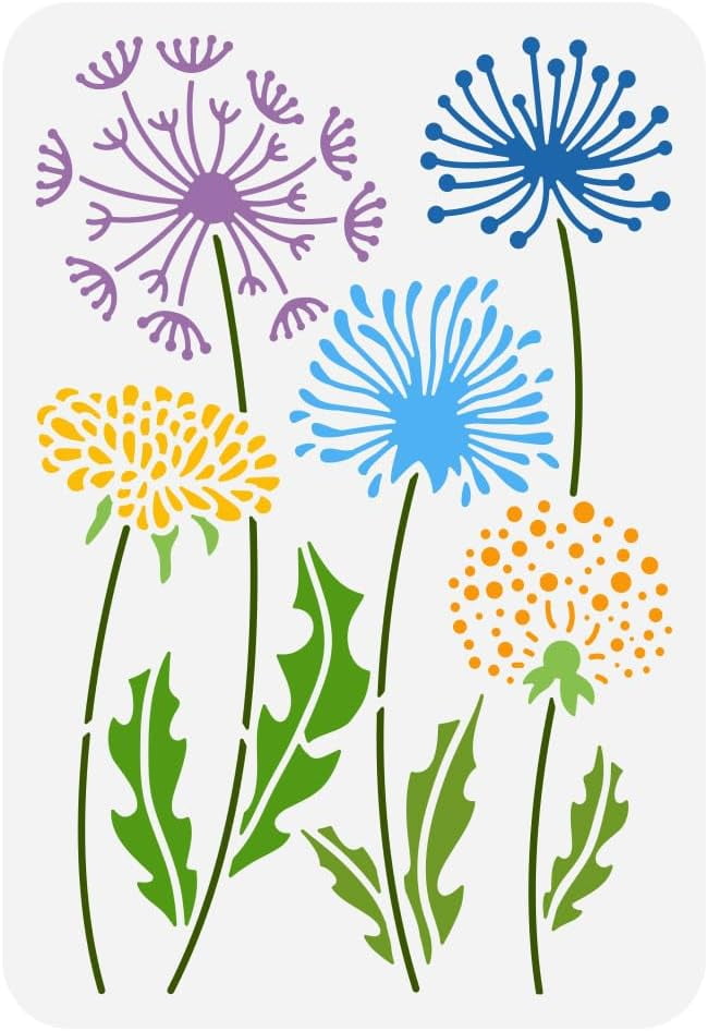 Dandelion Stencil for Painting 8.3x11.7inch Large Dandelion Flowers ...