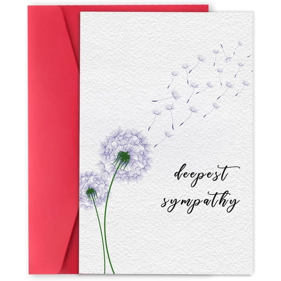 Dandelion Sympathy Card – Deepest Sympathy Wishes – Blank Inside for ...