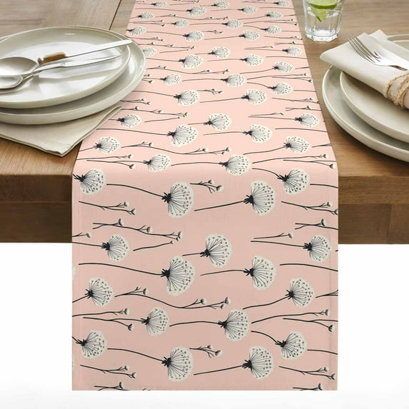 Dandelion Table Runner 13x108 inch Flowers Cotton Linen Dining Table ...