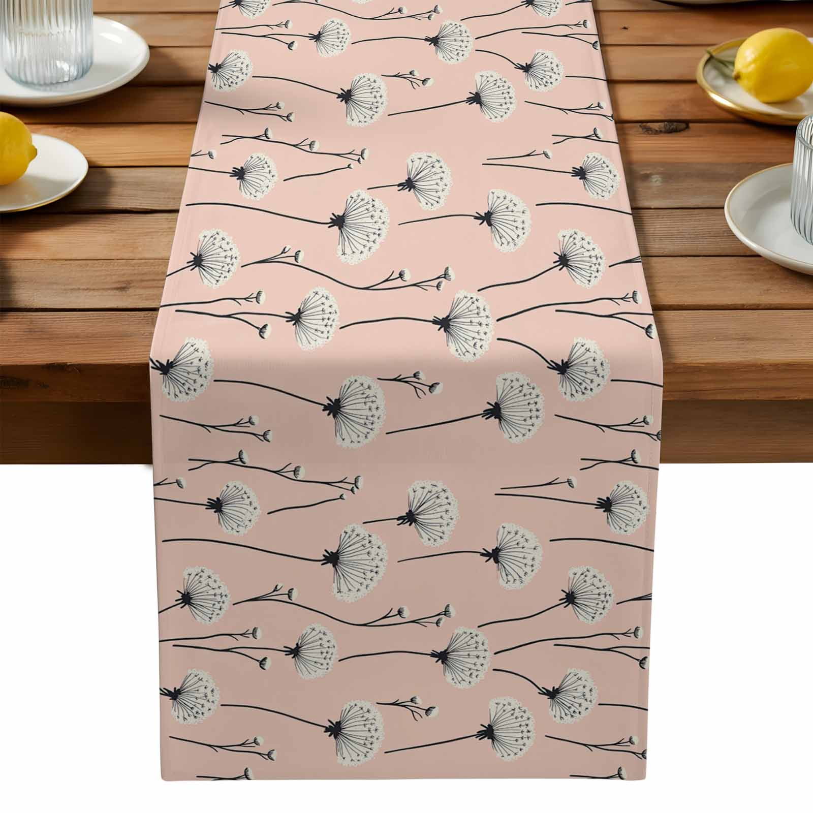 Dandelion Table Runner, Flowers Kitchen Table Runners Dress Scarves for ...