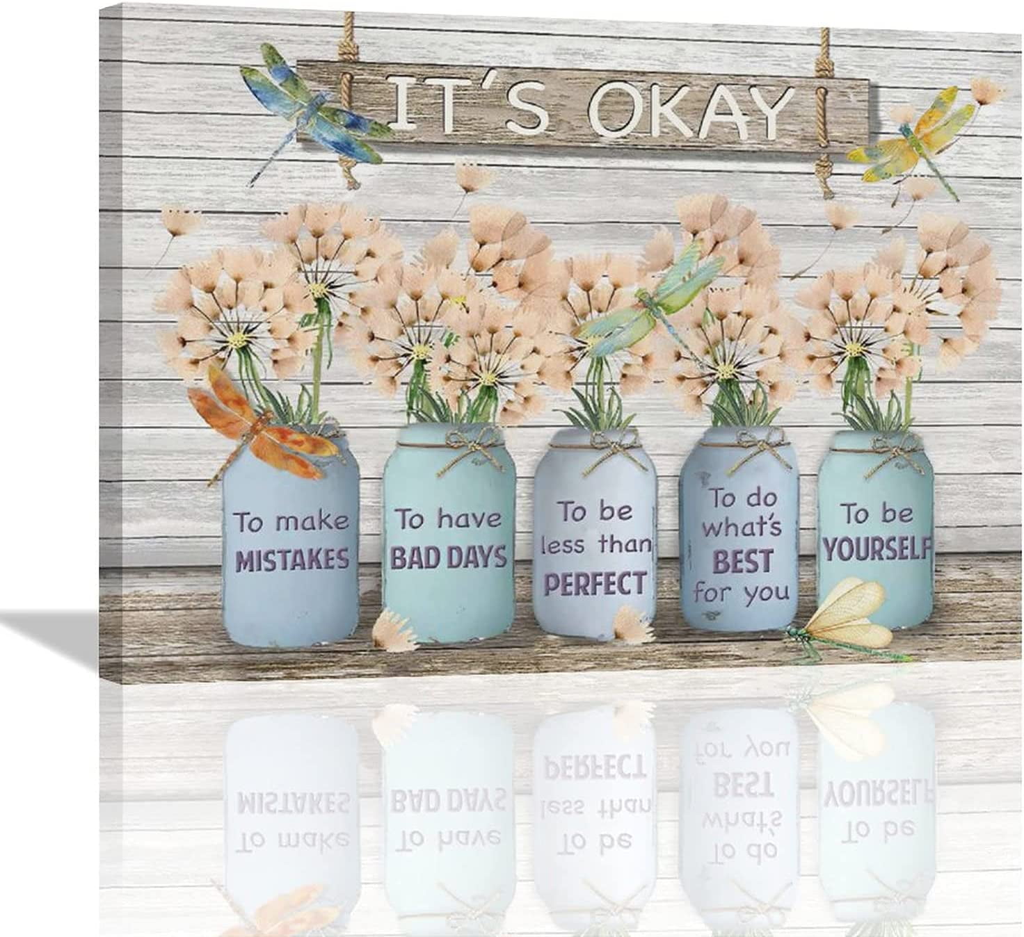 Dandelion Wall Art Rustic Dandelion Dragonfly Wall Decor It''s Okay ...