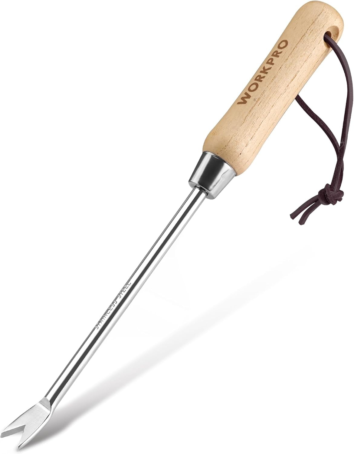 Dandelion Weeder Puller Tool with Wood Handle, Polished Stainless Steel ...