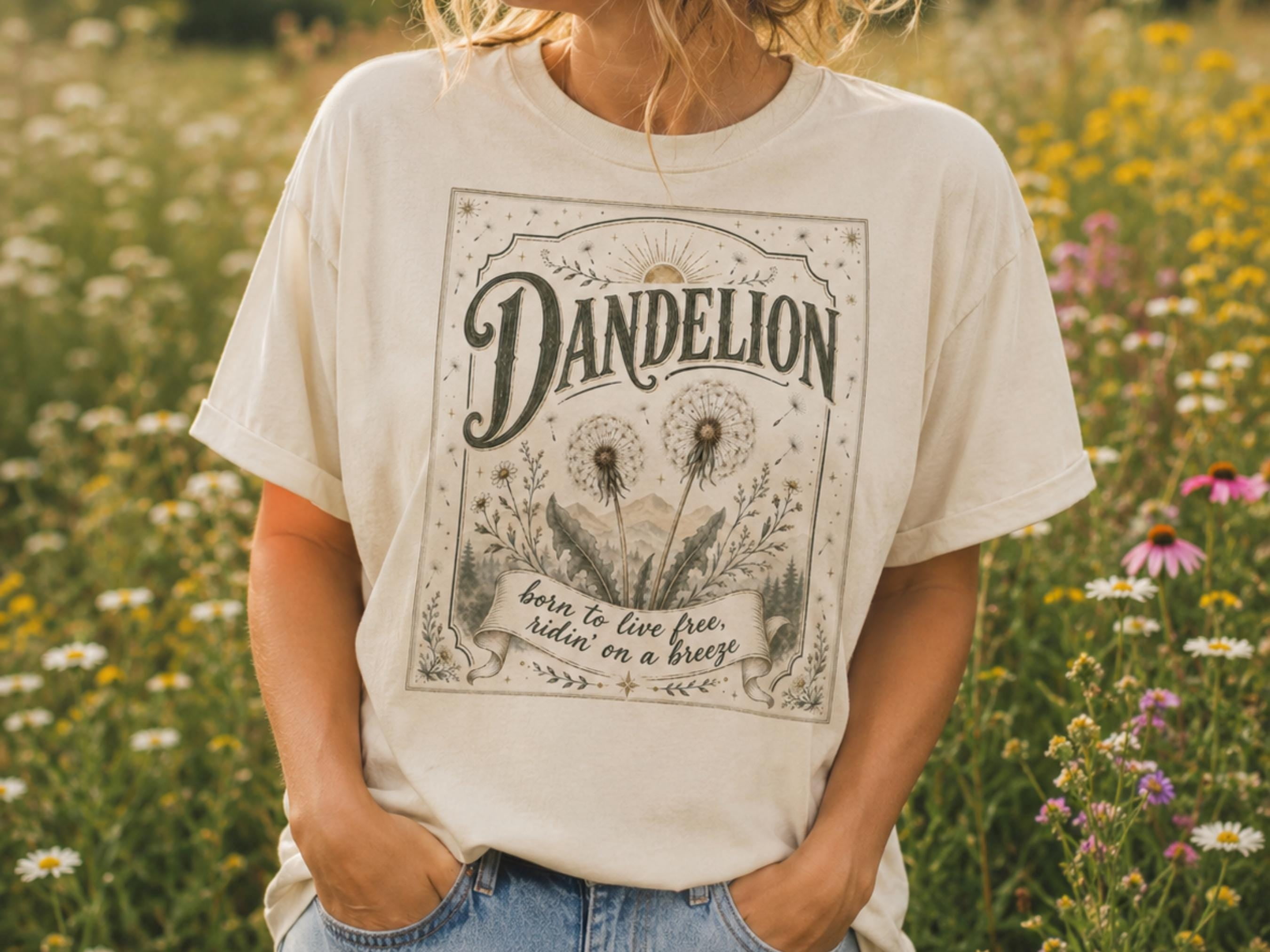 Dandelion Wildflower Shirt, Country Music Tee, Born to Live Free Ridin ...