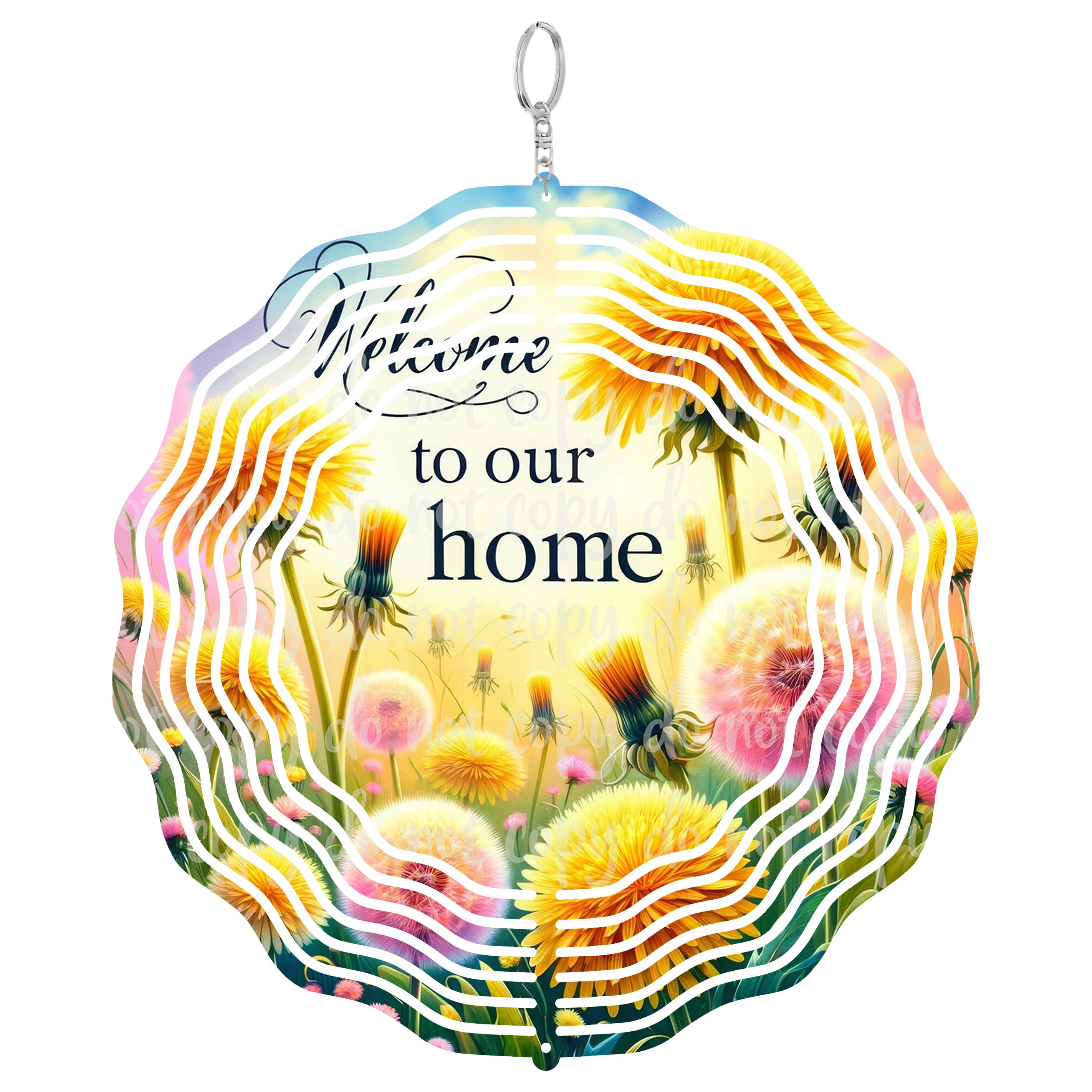 Dandelion Wind Spinner Metal Outdoor Decor Welcoming Floral Garden Art ...
