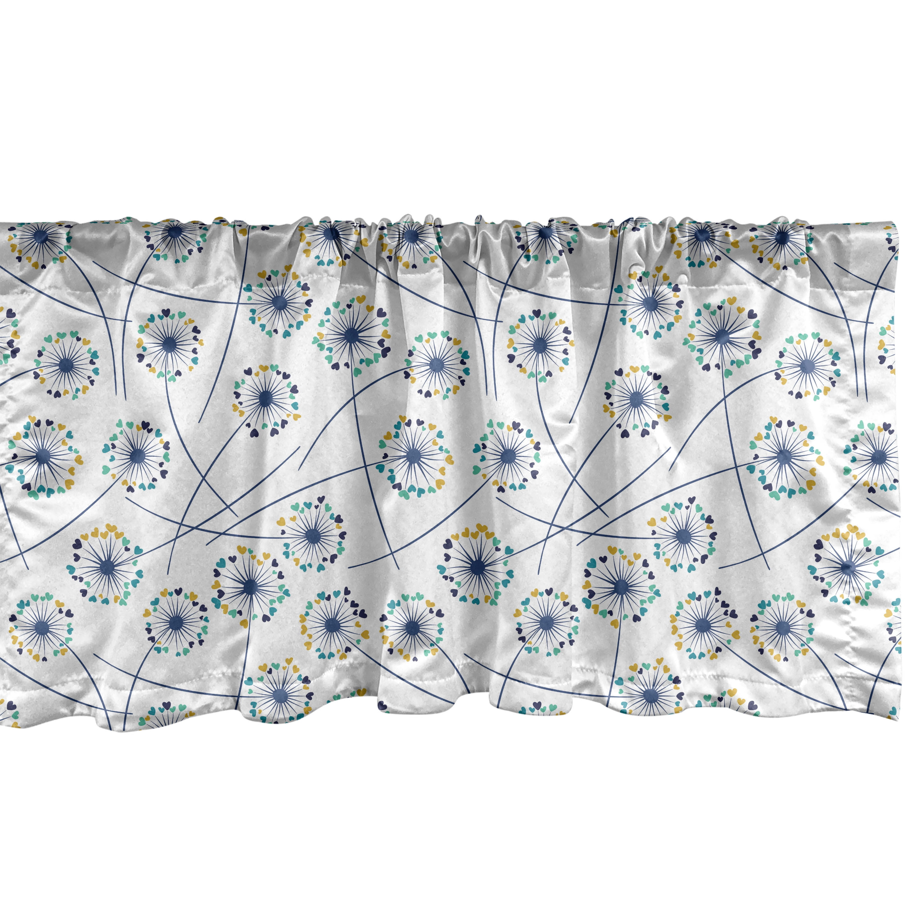 Dandelion Window Valance Pack of 2, Blowing Flower Bouquets of Heart ...