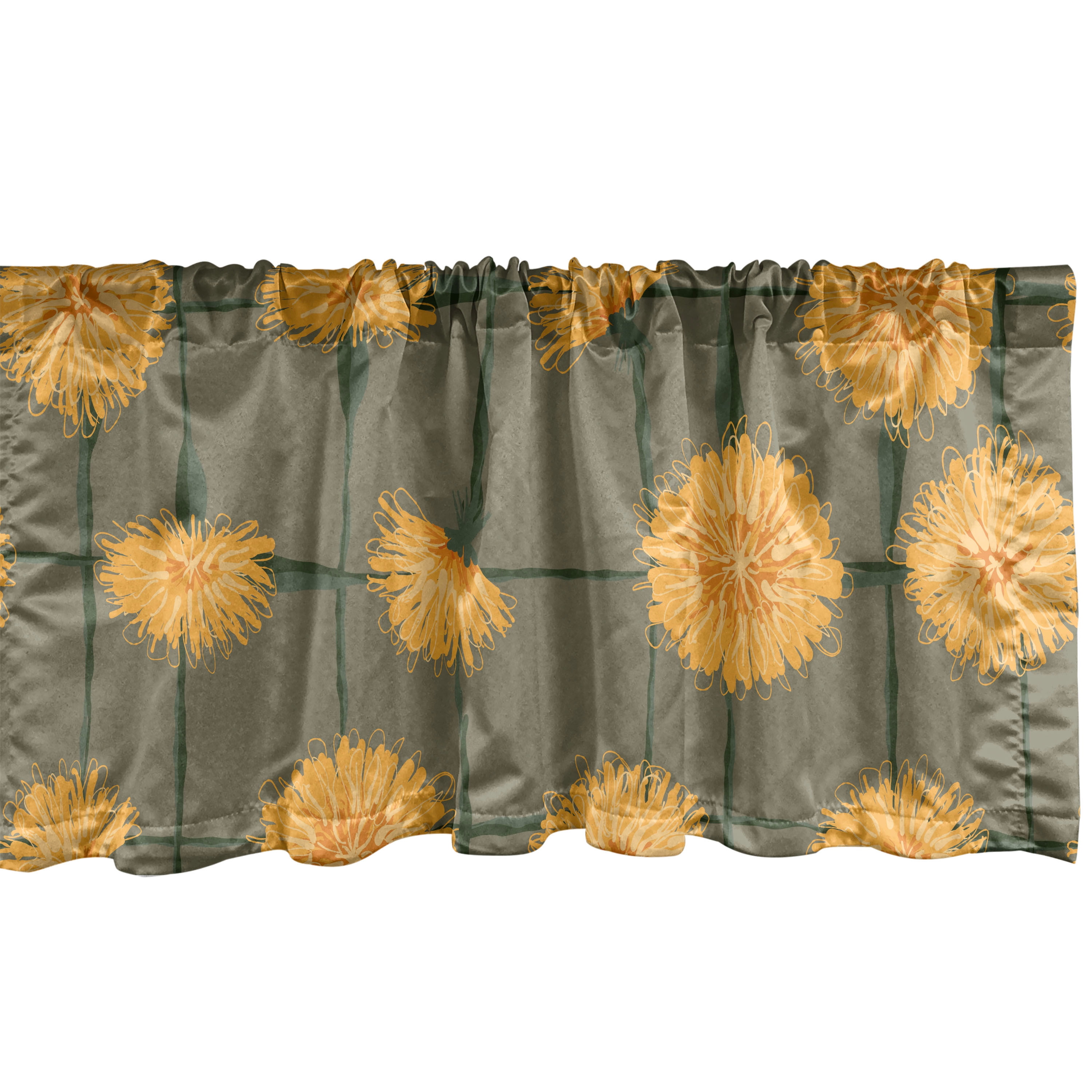 Dandelion Window Valance, Summer Colors Floral Pattern with Geometric ...