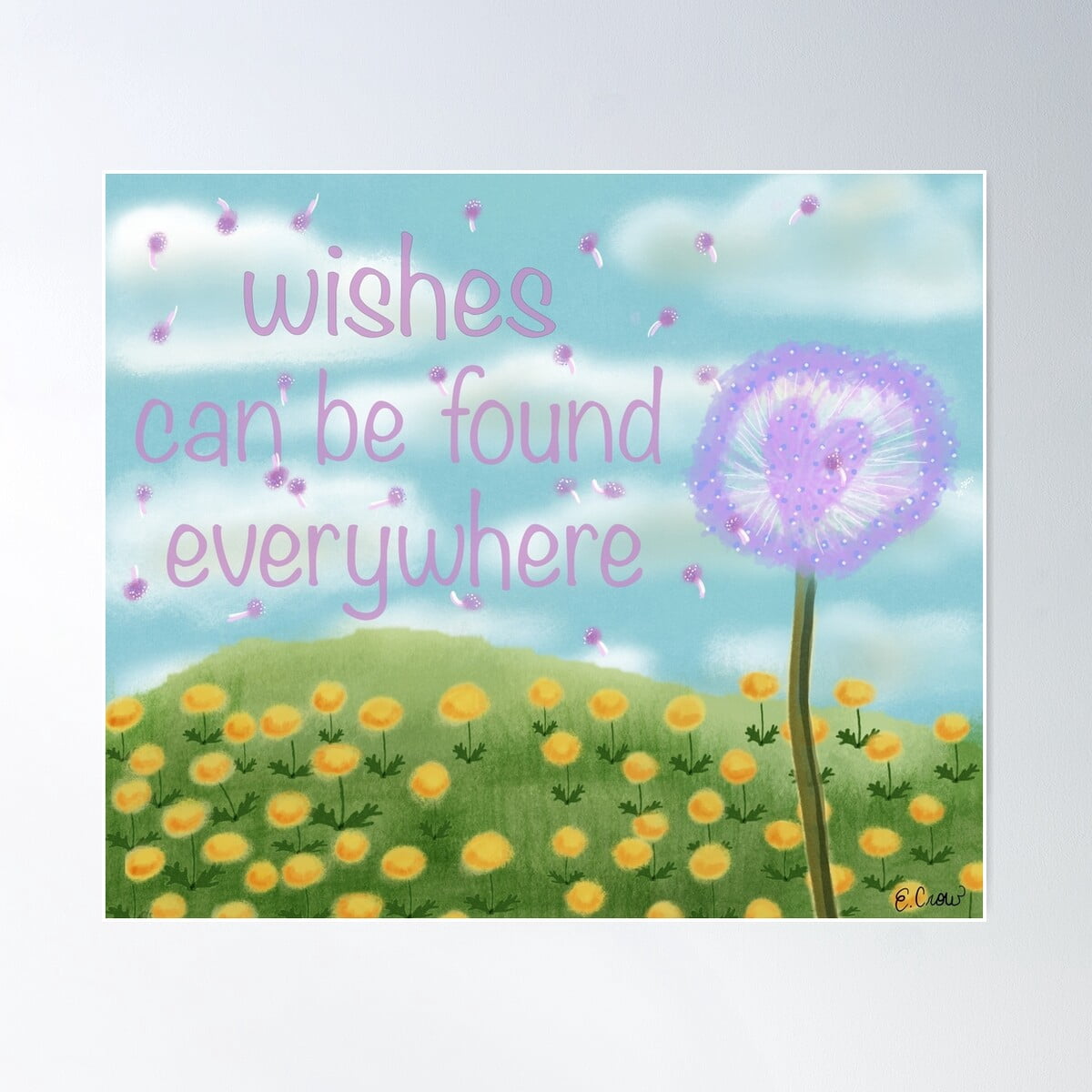 Dandelion Wishes Poster Wall Art, Modern Wall Decor For Living Room ...