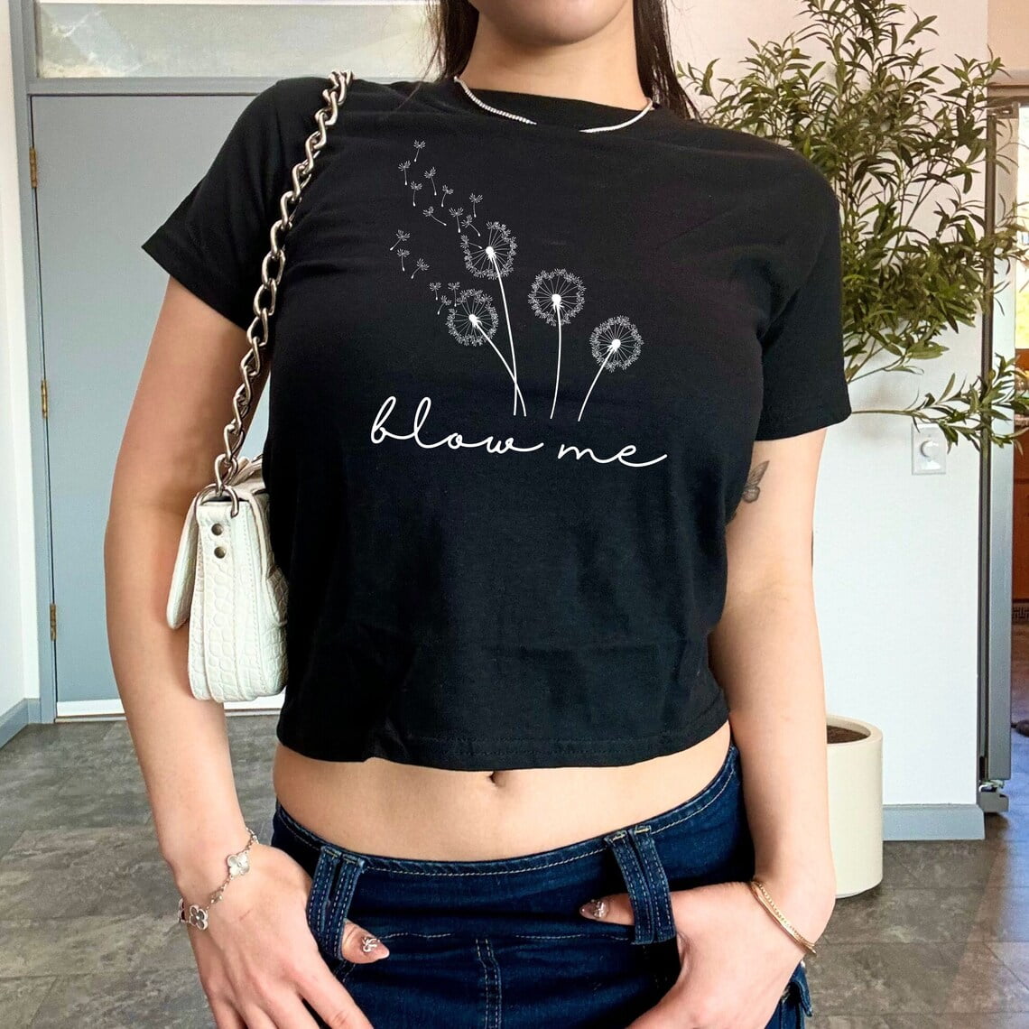 Dandelion Y2K baby tee, blow me baby tee Y2K shirt for women, Cute baby tee crop top shirt ...