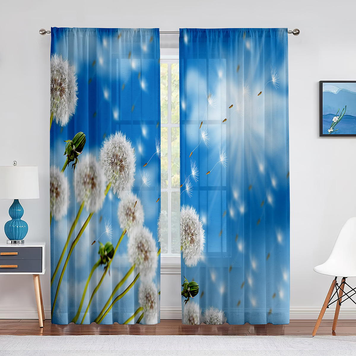 Dandelion and Daisy Floral Tulle Curtains for Living Room Bedroom r ...