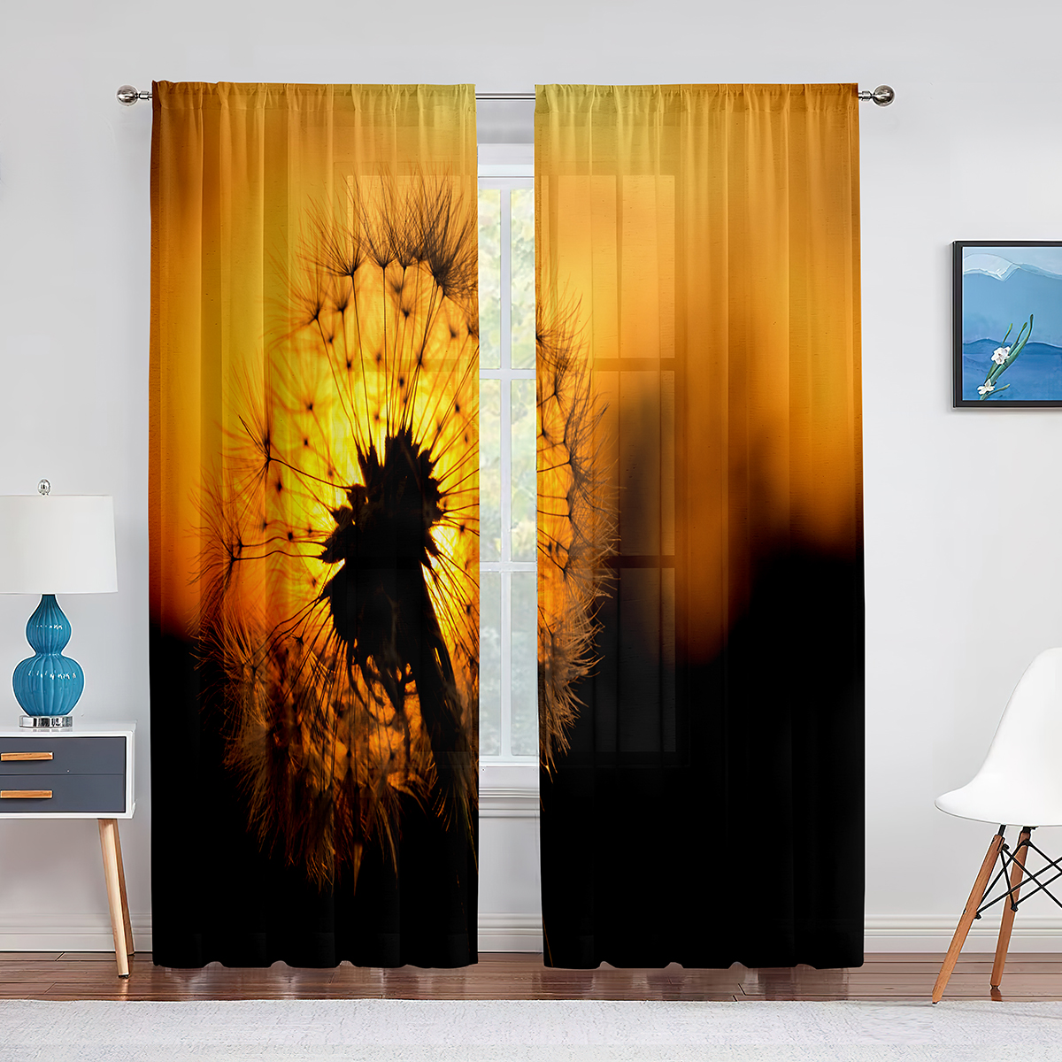 Dandelion and Daisy Floral Tulle Curtains for Living Room Bedroom r ...