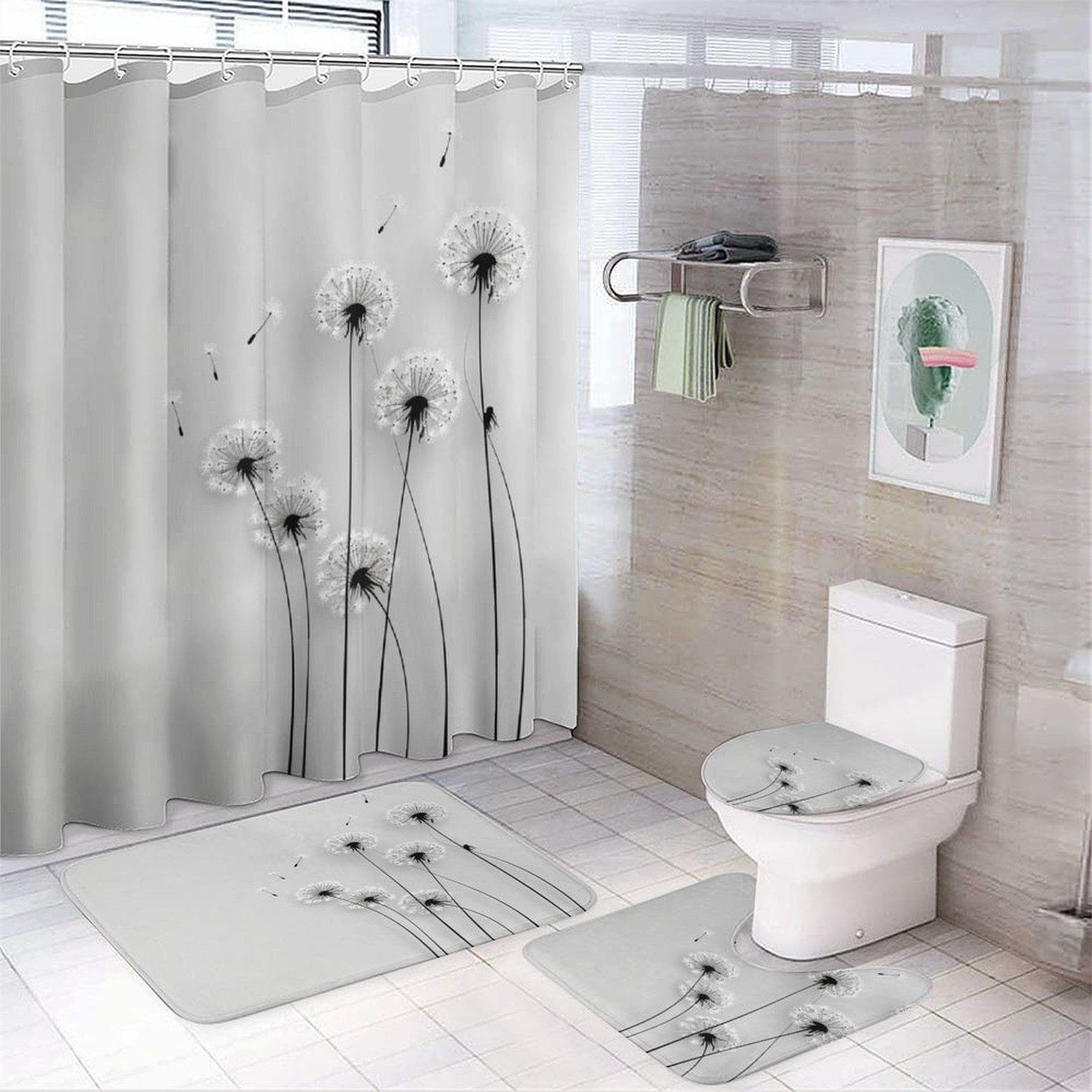 Dandelions Blowing In The Wind 4 Piece Decor Shower Curtains Sets ...
