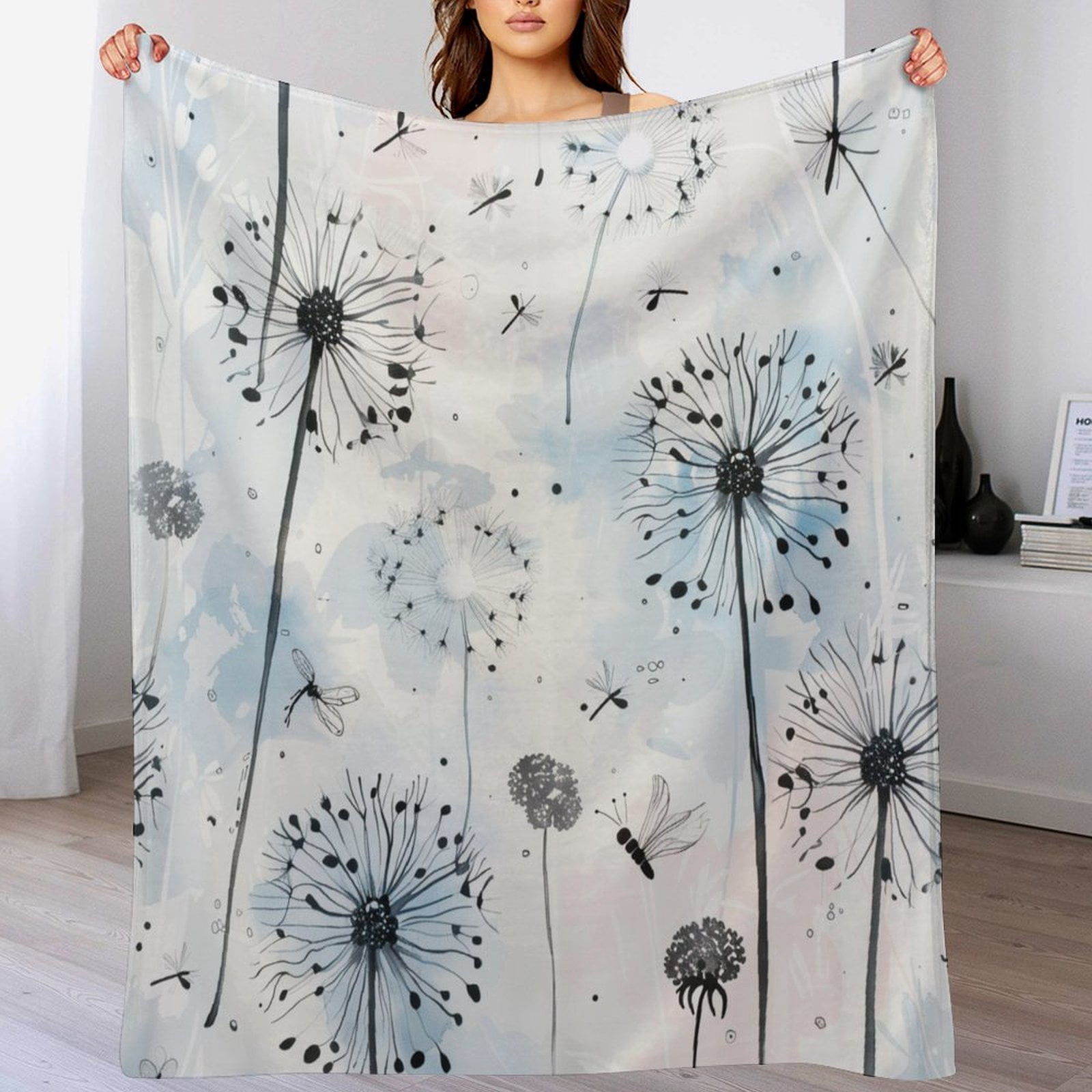 Dandelions With Dragonflies Throw Blanket Gifts for Women 60"x80 ...