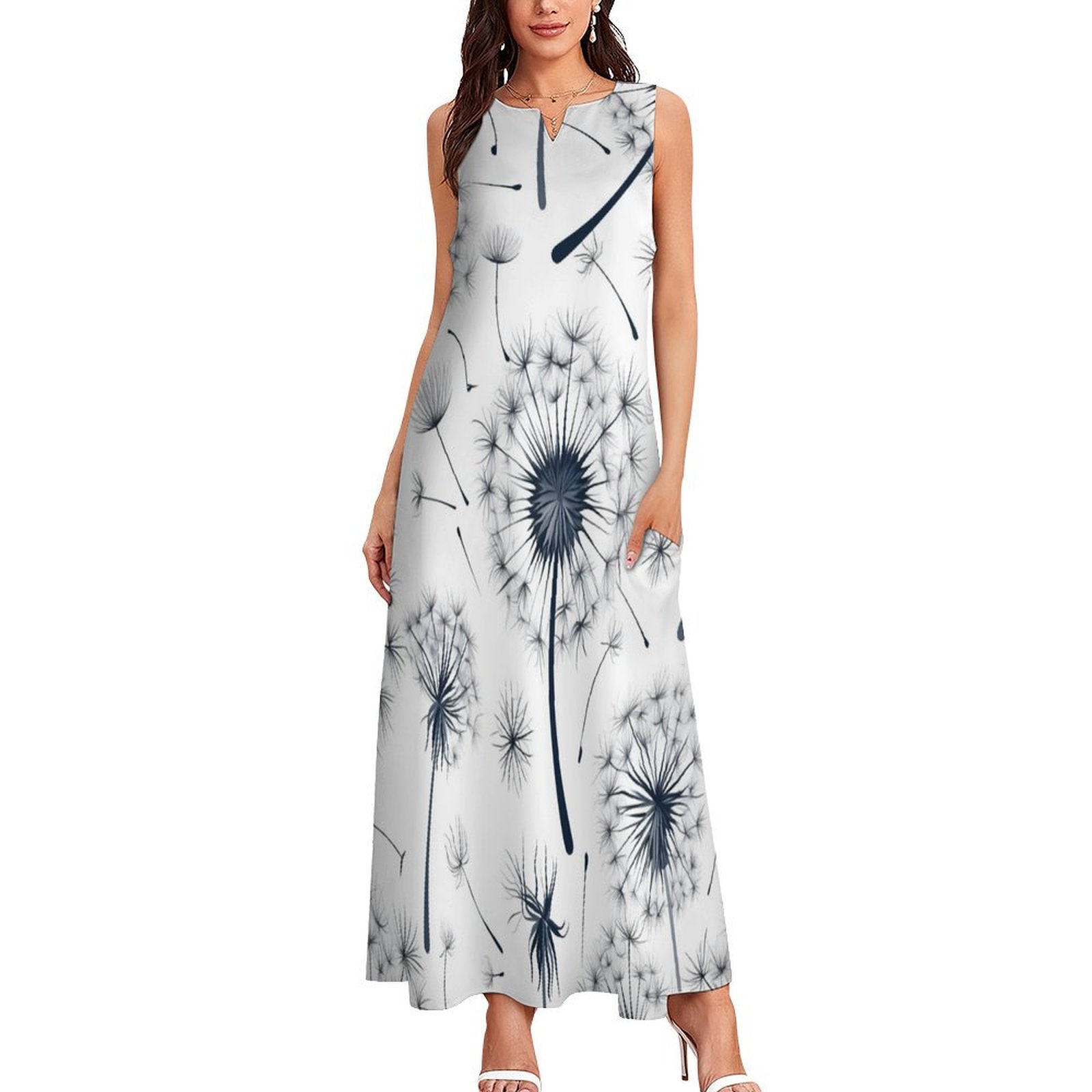 Dandelions Flying Long Dress Bridesmaid Dress Woman Dress Women Summer ...