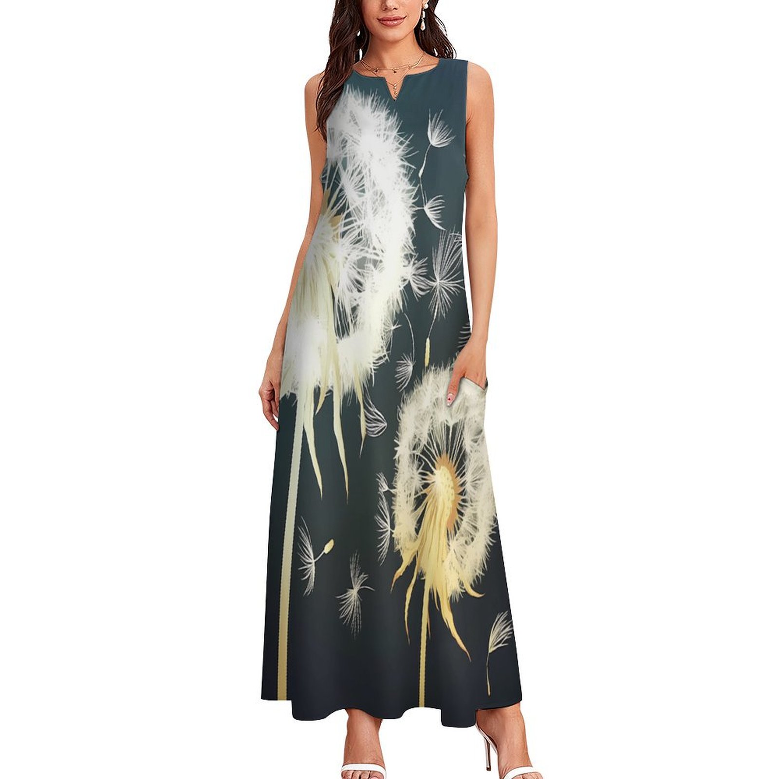 Dandelions Flying Long Dress Bridesmaid Dress Woman Dress Women Summer ...
