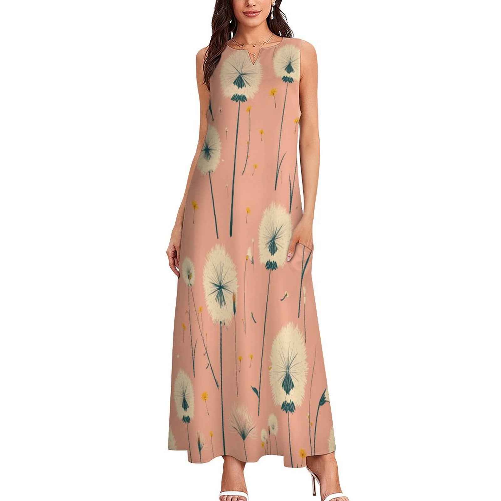 Dandelions Flying Long Dress Bridesmaid Dress Woman Dress Women Summer ...