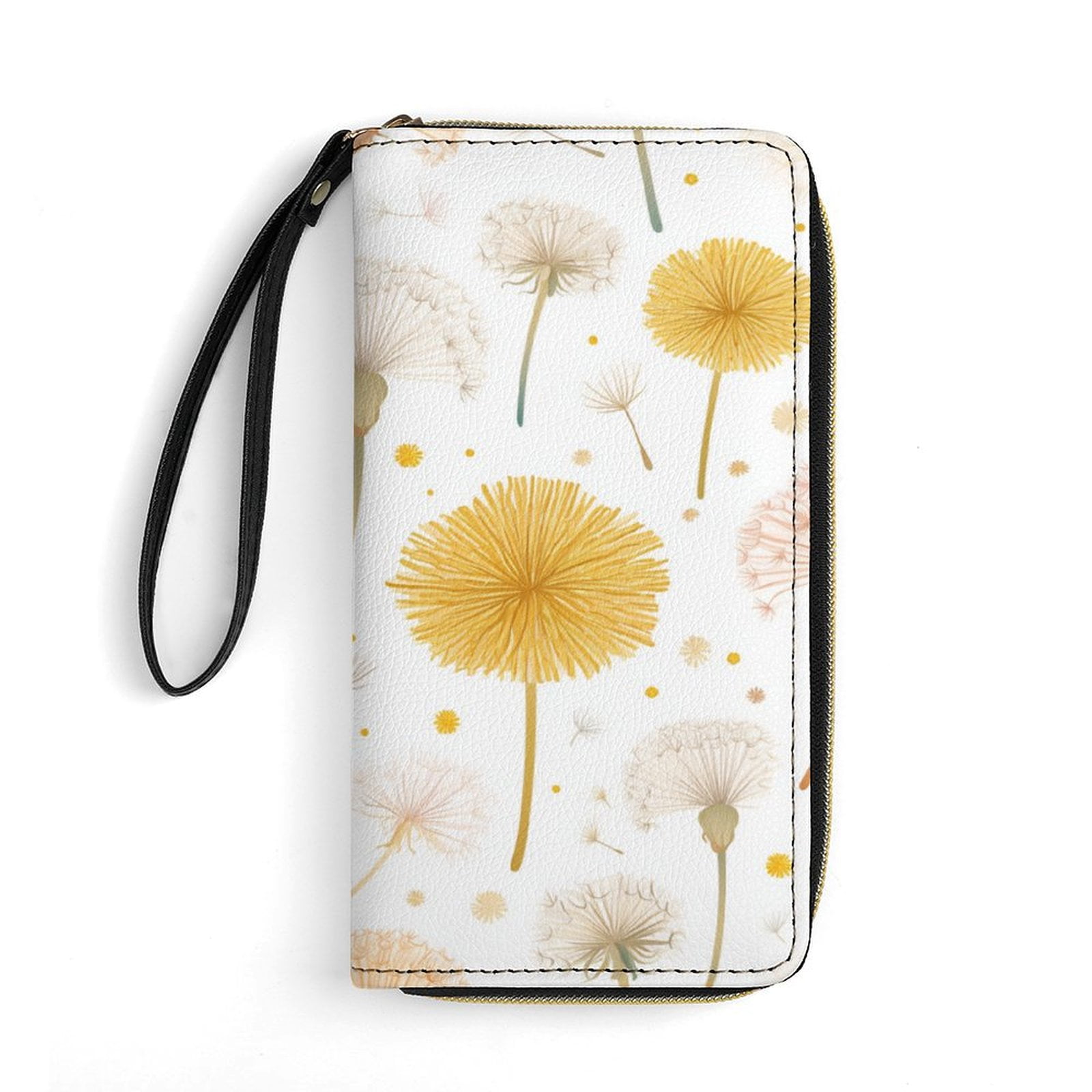 Dandelions Flying Wallet for Womens PU Leather Zip Around Wallers ...