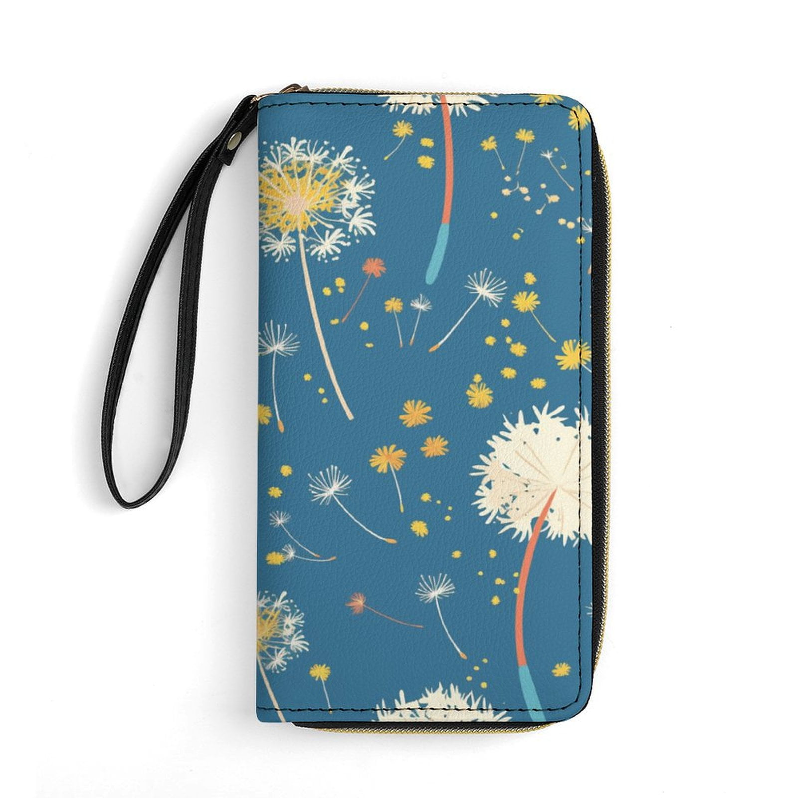 Dandelions Flying Wallet for Womens PU Leather Zip Around Wallers ...