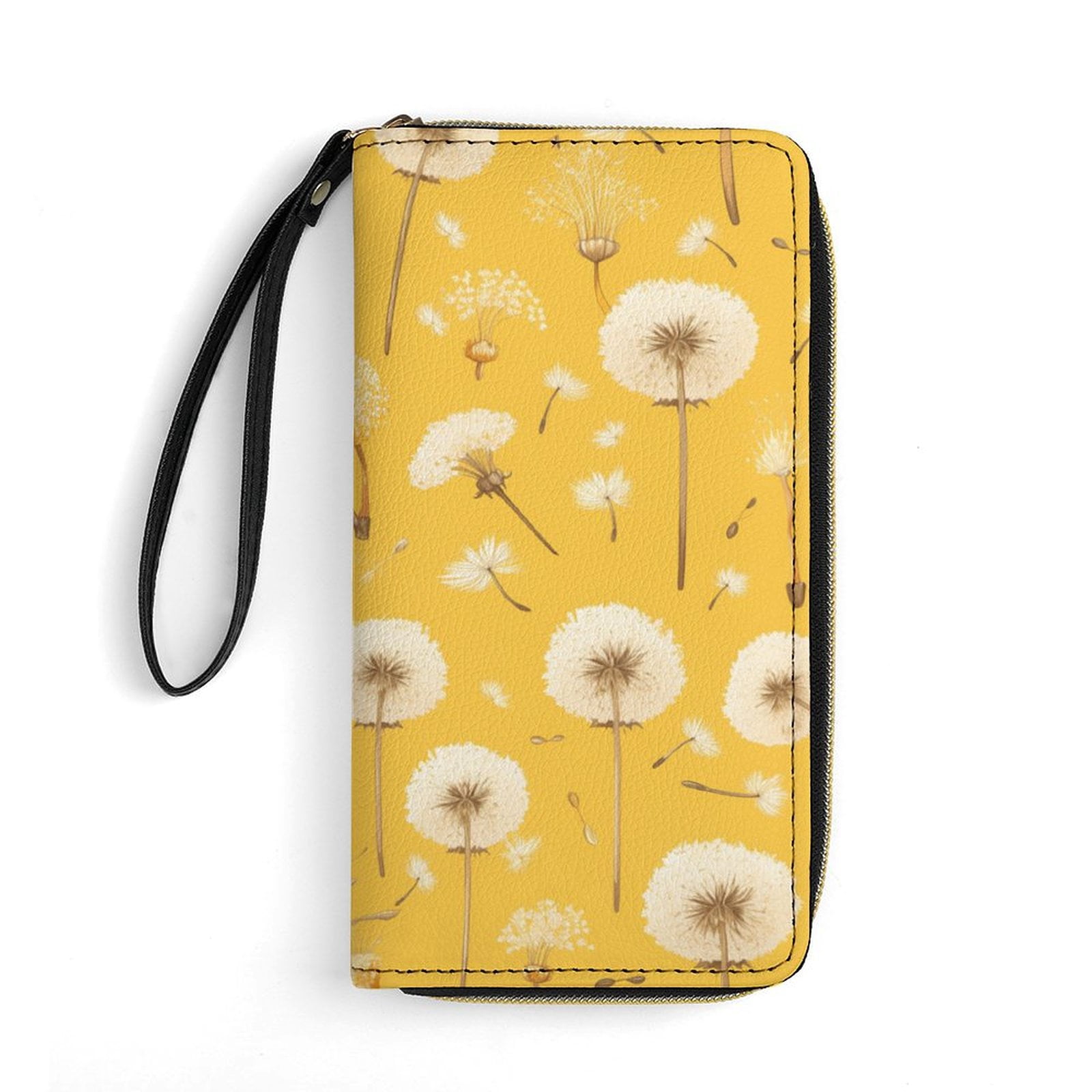 Dandelions Flying Wallet for Womens PU Leather Zip Around Wallers ...