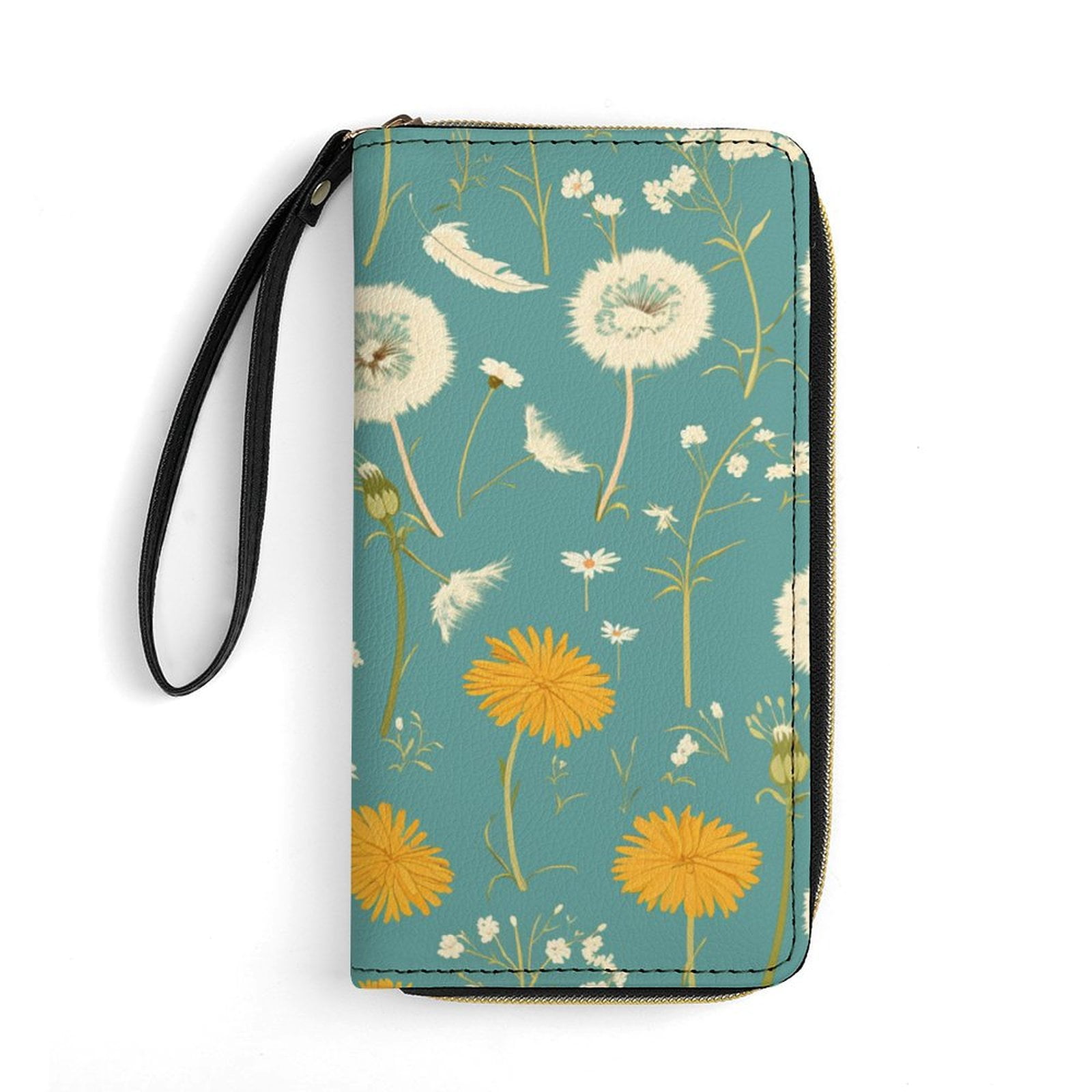 Dandelions Flying Wallet for Womens PU Leather Zip Around Wallers ...