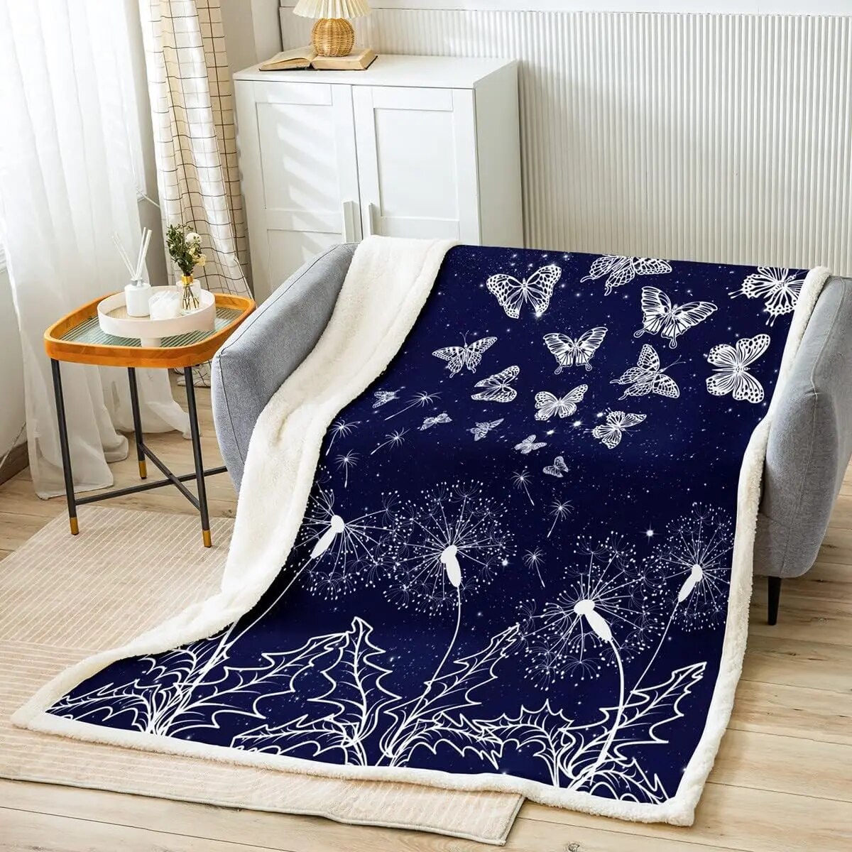 Dandelions Kids Throw Blanket Flowers Leaves Rustic Farmhouse Bed ...