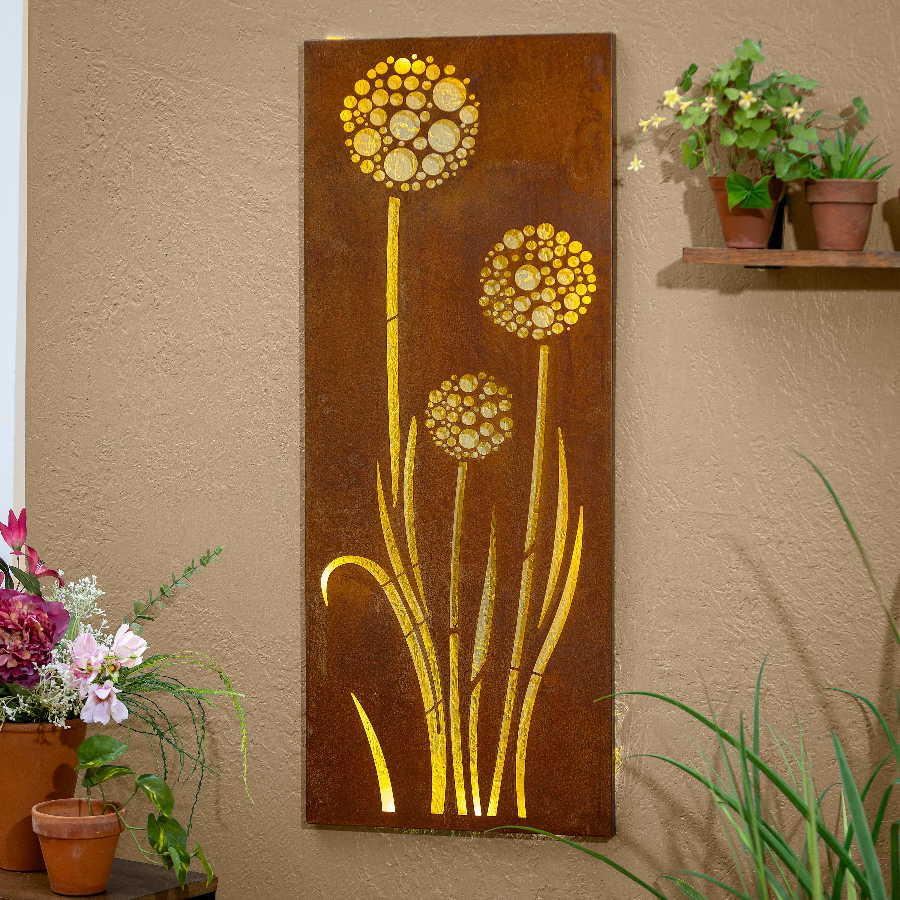 Dandelions LED Laser Cut Metal Wall Décor, 15" L x 40" H - Walmart.com