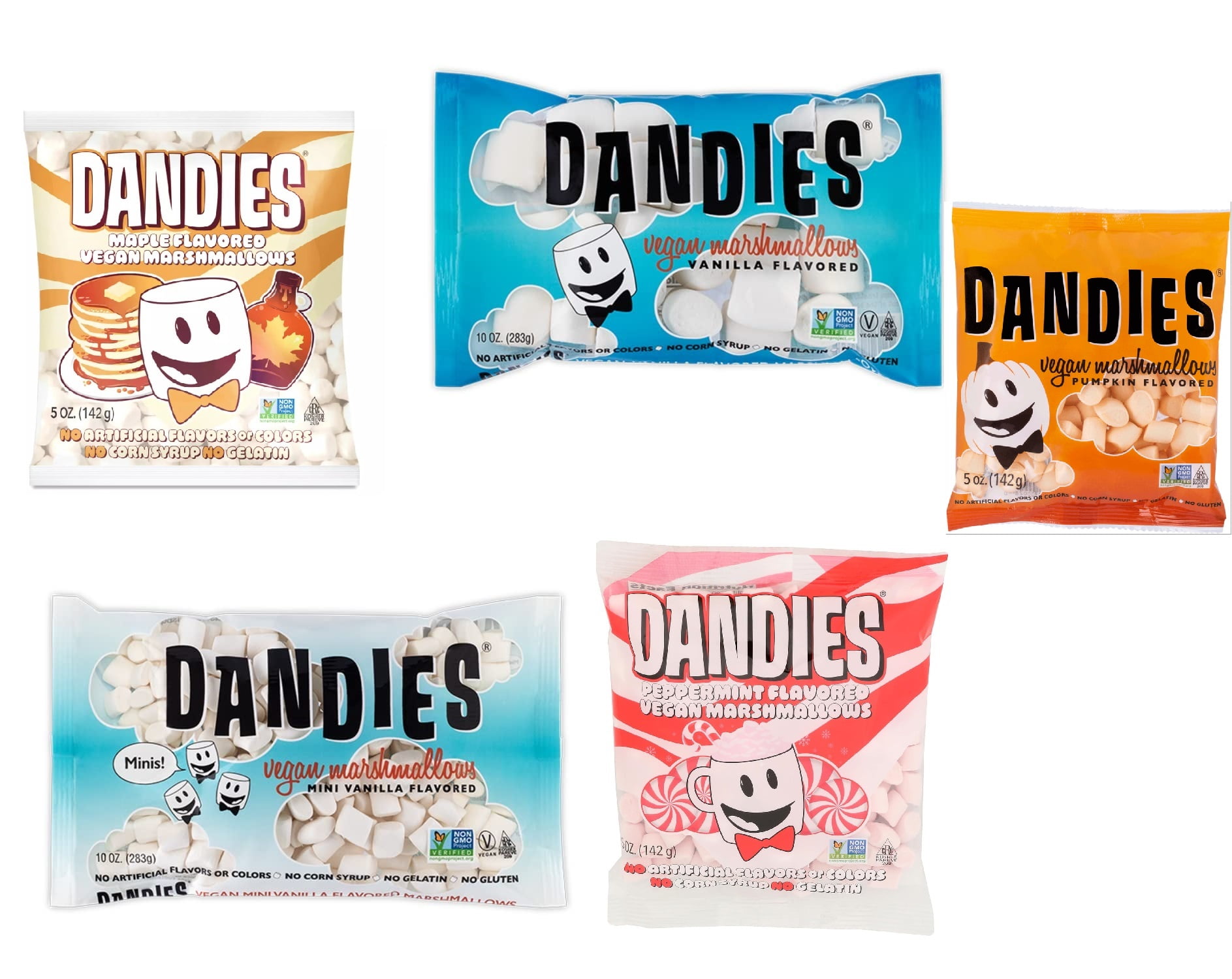 Dandies Vegan Marshmallows Variety Pack: Vanilla, Vanilla Mini, Pumpkin ...
