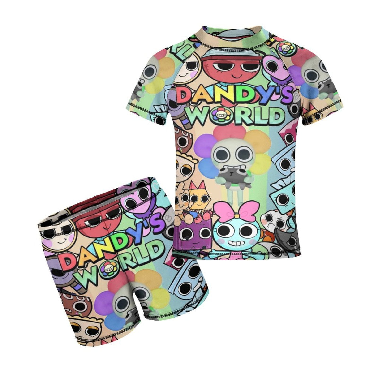 Dandy-S World Boys 2-Piece Swimsuit Set, Short Sleeve Rash Guard & Swim ...