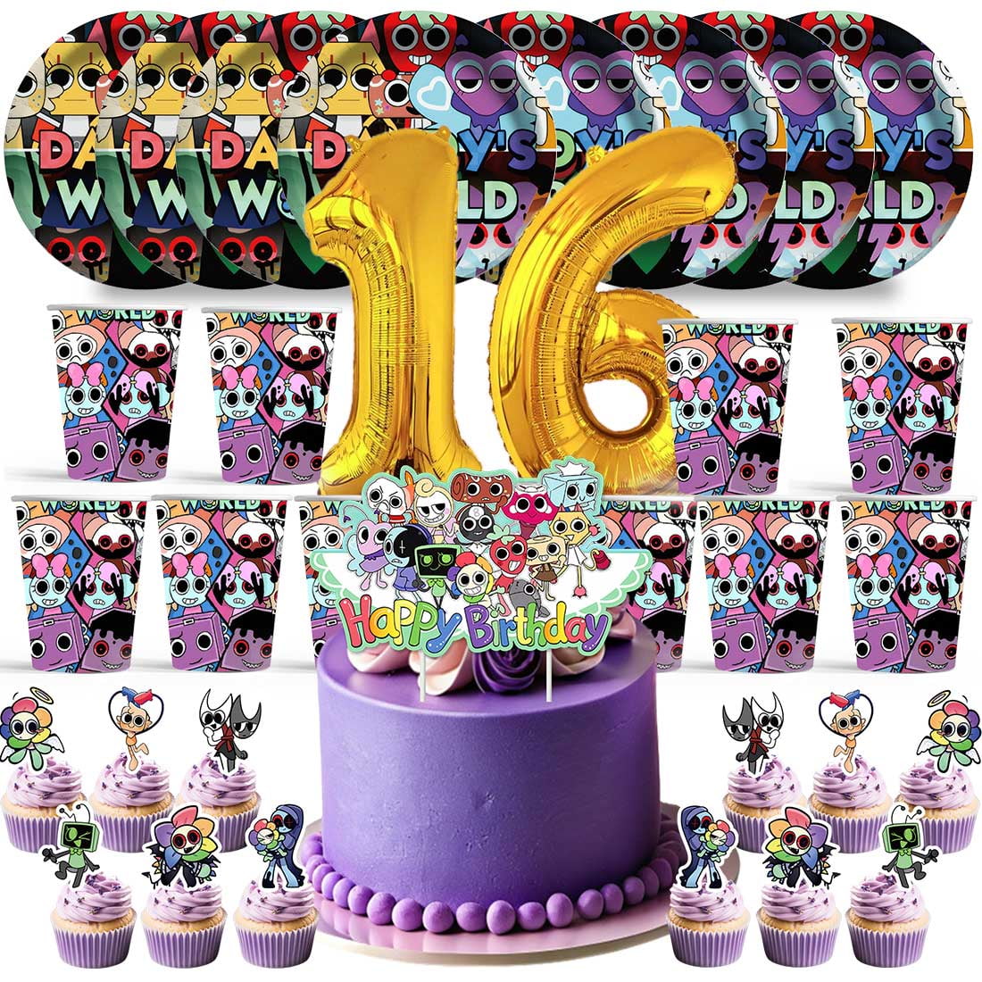 Dandy's World Birthday 16th Cups Party Supplies Plates Fans Decorations ...