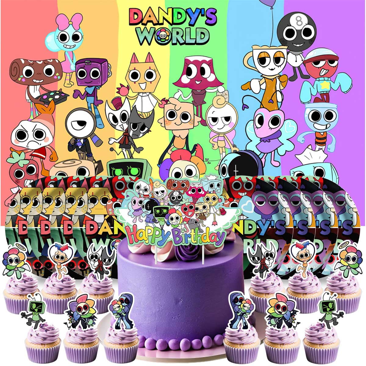 Dandy's World Birthday Supplies Plates Decorations Decor Backdrop ...