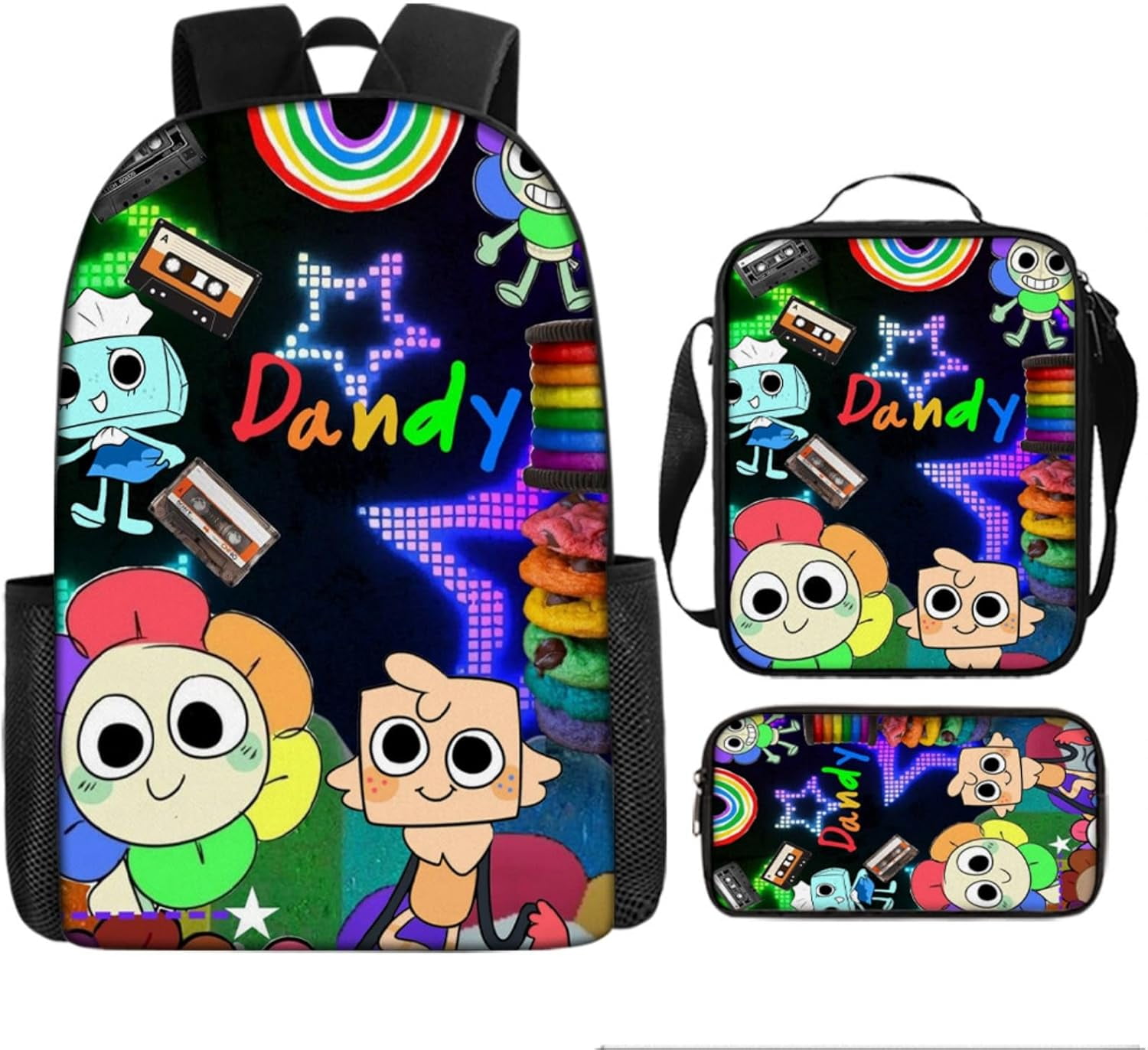Dandy's World Cartoon Printed Backpack + Crossbody Bag + Pen Bag Three ...