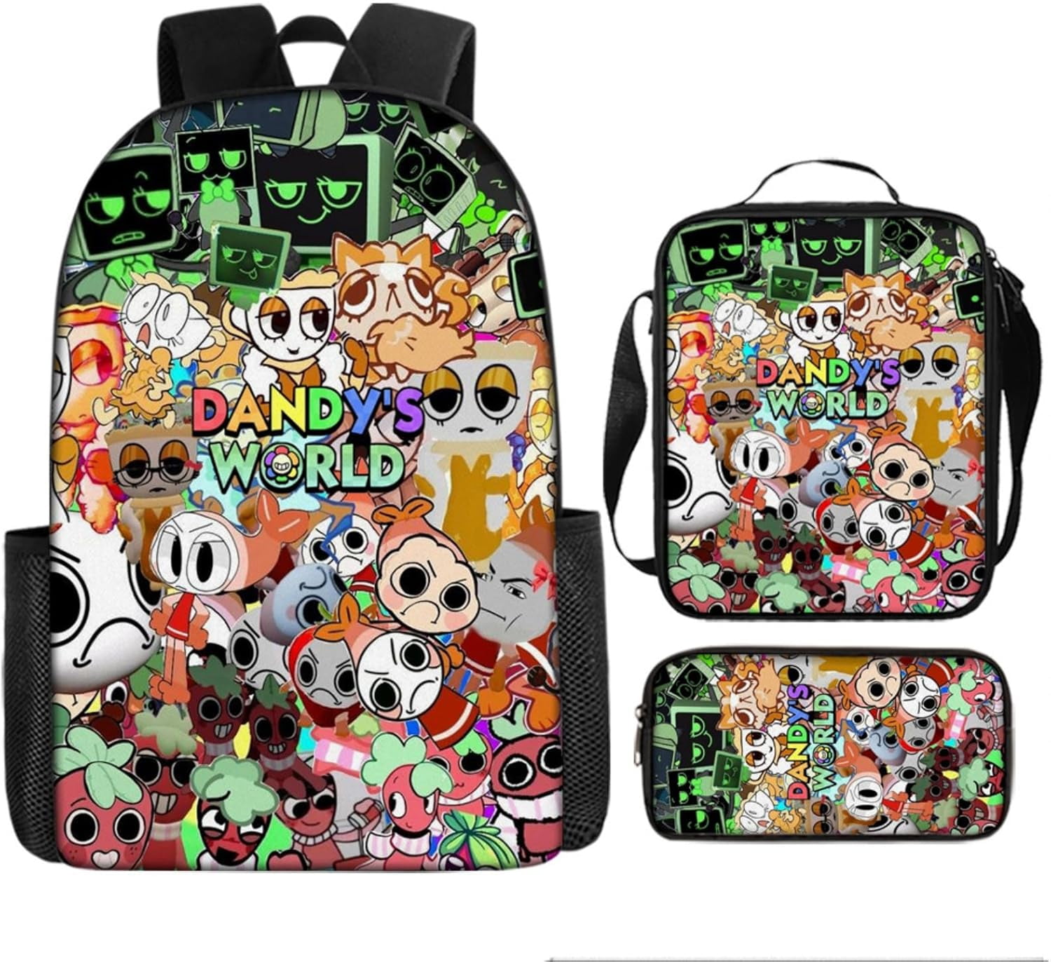 Dandy's World Cartoon Printed Backpack + Crossbody Bag + Pen Bag Three ...
